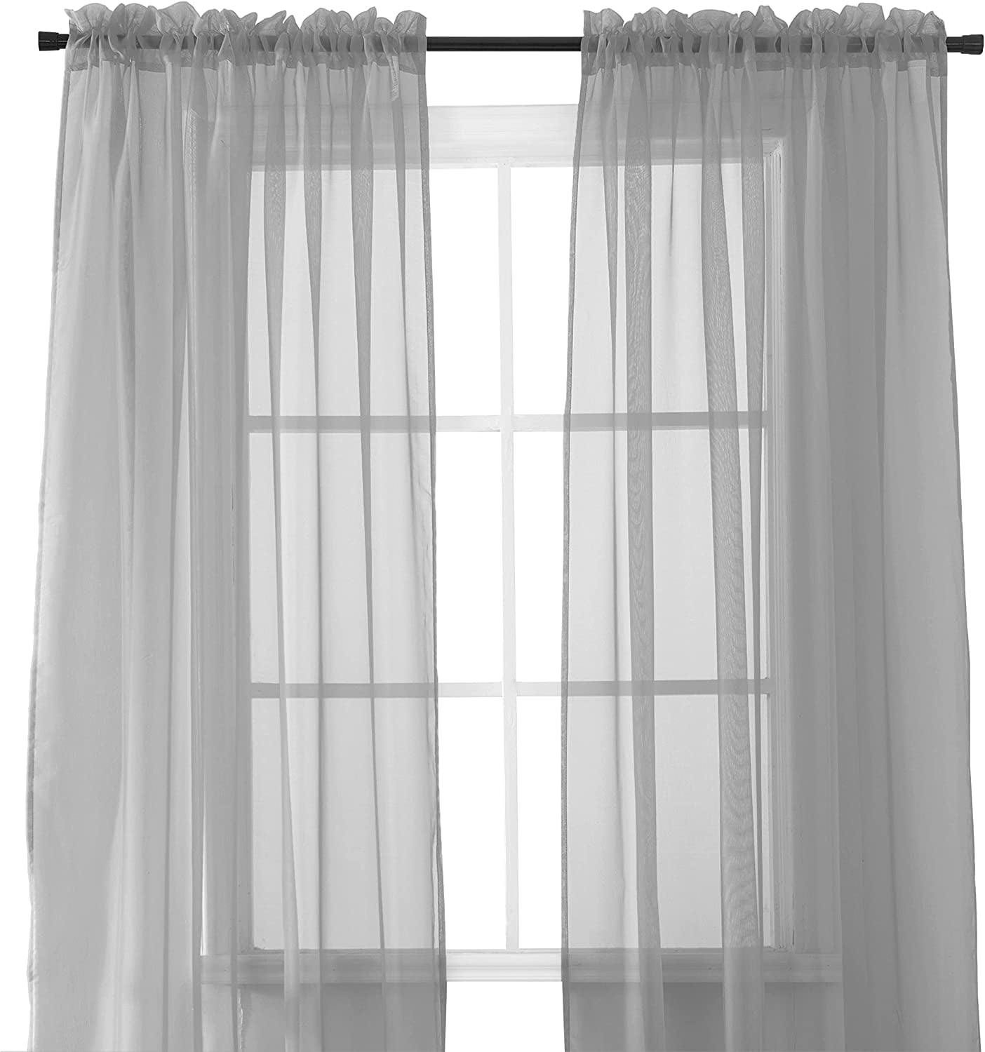 Solid Sheer Window Drapes, (Set of 2) Multipurpose Sheer Curtains, 40 X 84, Silver - Walmart.com