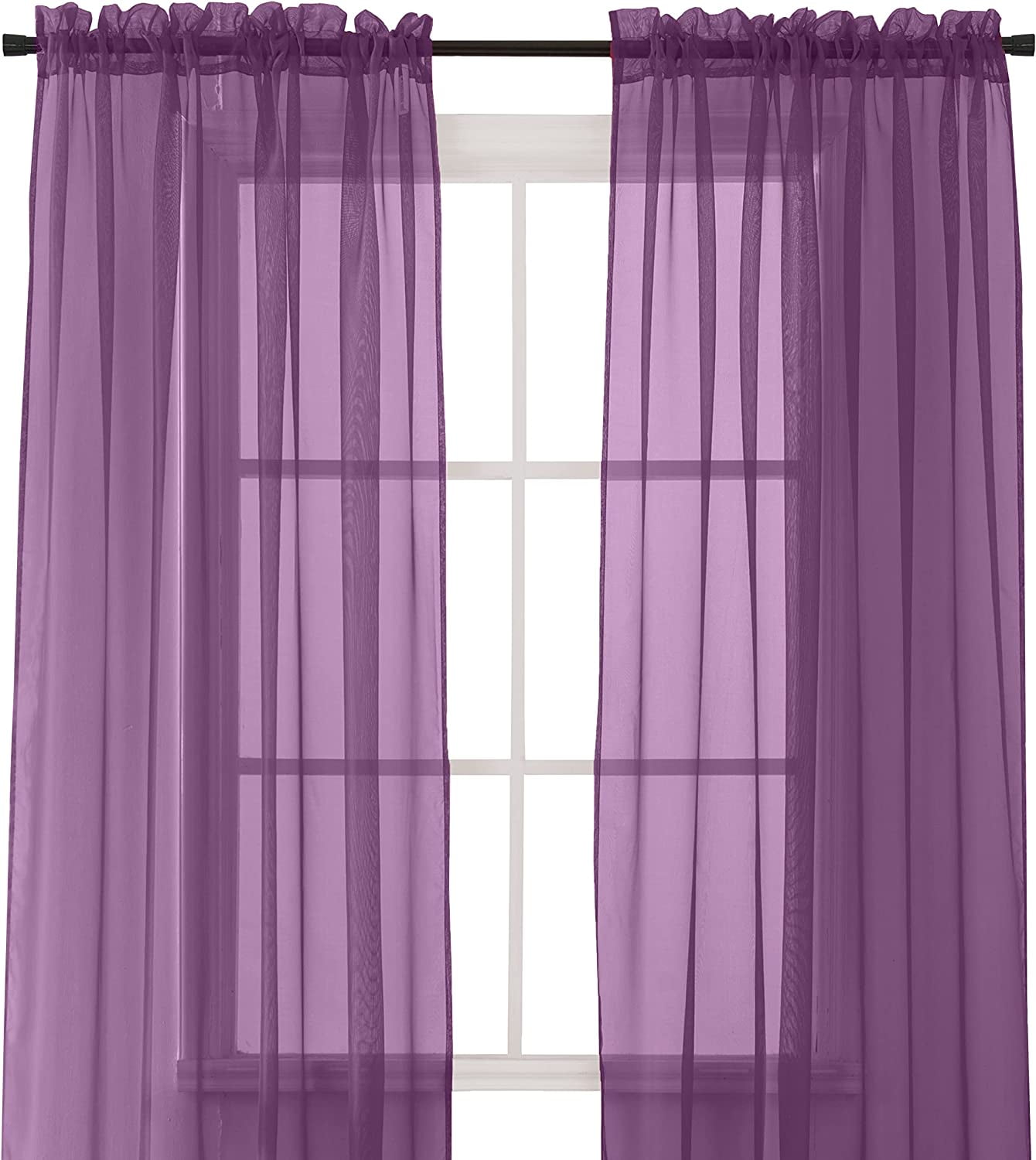 2-Piece Multipurpose Solid Colored Drapes, Semi-Sheer Window Curtains ...