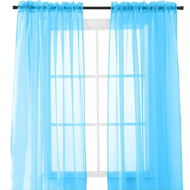 Solid Sheer Window Drapes, (Set of 2) Multipurpose Sheer Curtains, 40 X ...