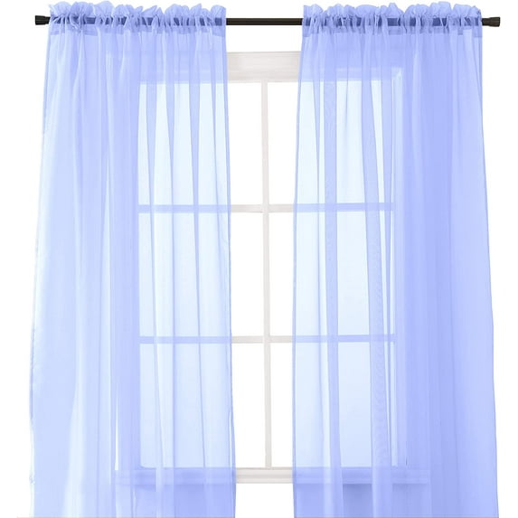 2-Piece Multipurpose Solid Colored Drapes, Sheer Window Curtains with 2 ...