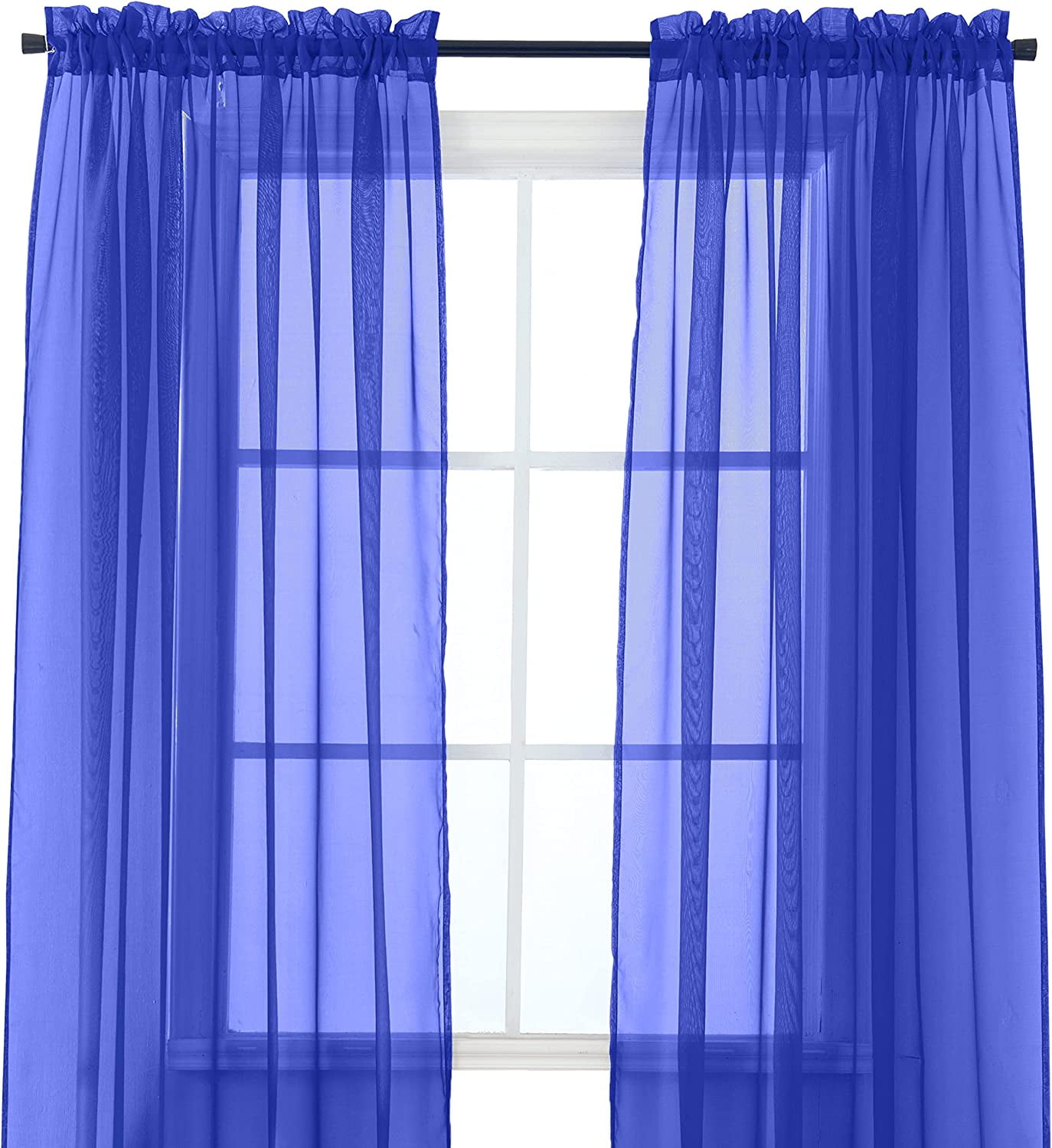 Solid Sheer Window Drapes, (Set of 2) Multipurpose Sheer Curtains, 60 X ...