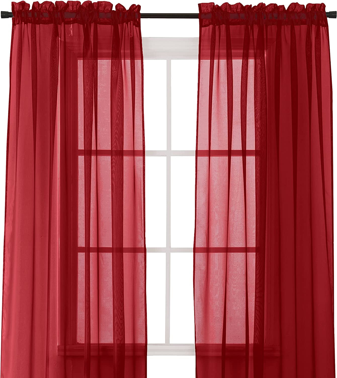 Solid Sheer Window Drapes, (Set of 2) Multipurpose Sheer Curtains, 60 X ...