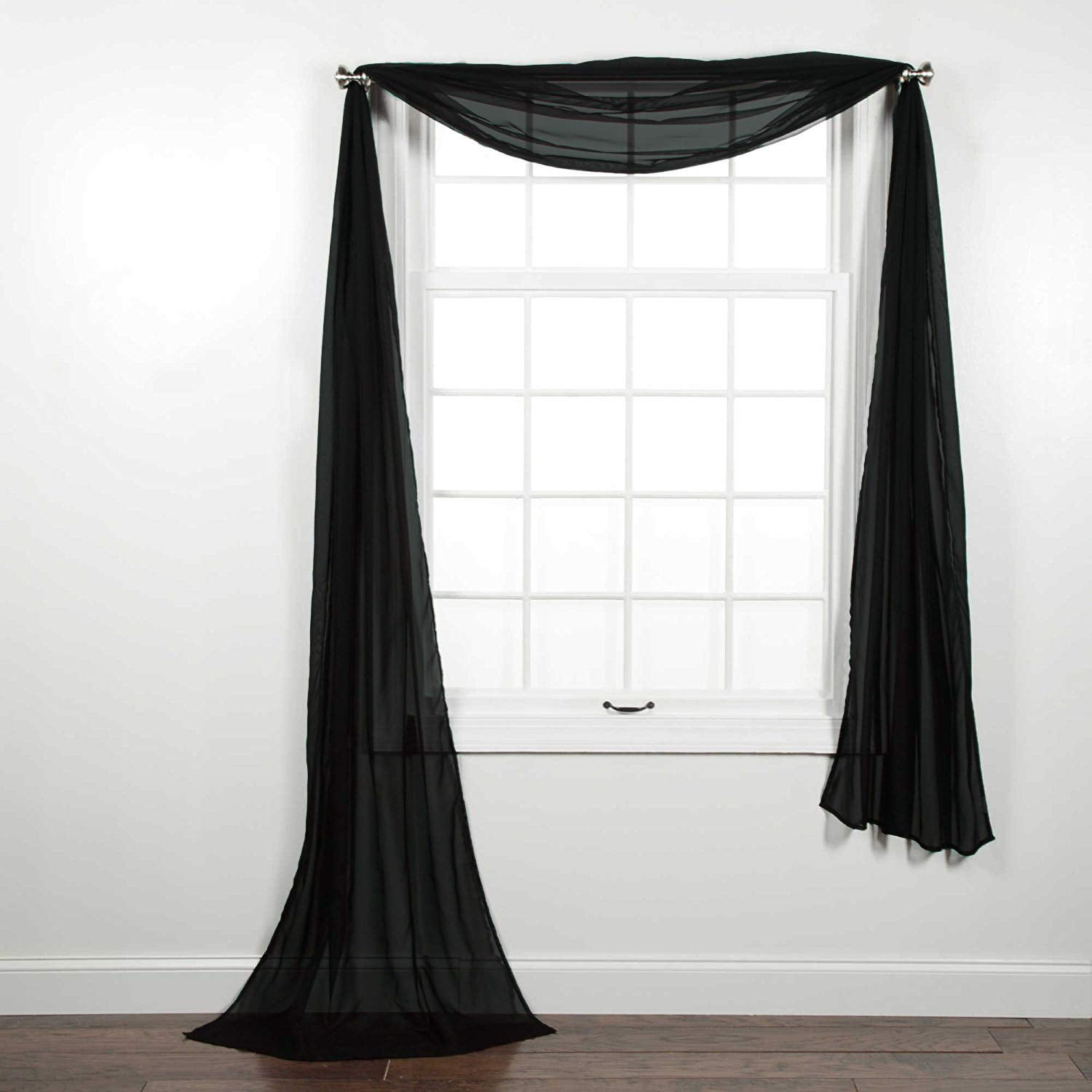 Decotex Black Solid Sheer Window Scarf Curtains, 37” x 216” - Walmart.com