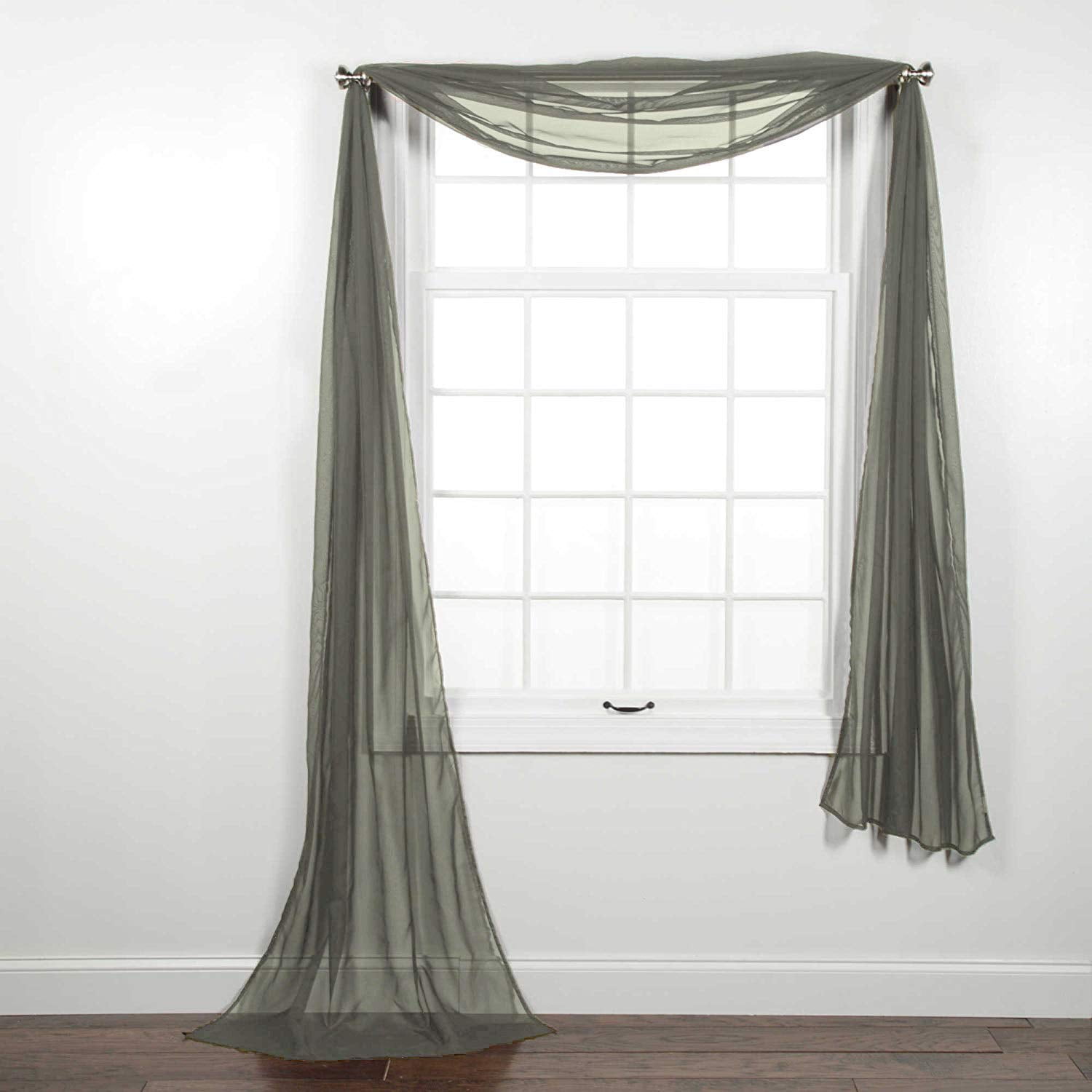 Decotex Solid Sheer Window Scarf Curtains, 37” x 216” - Walmart.com