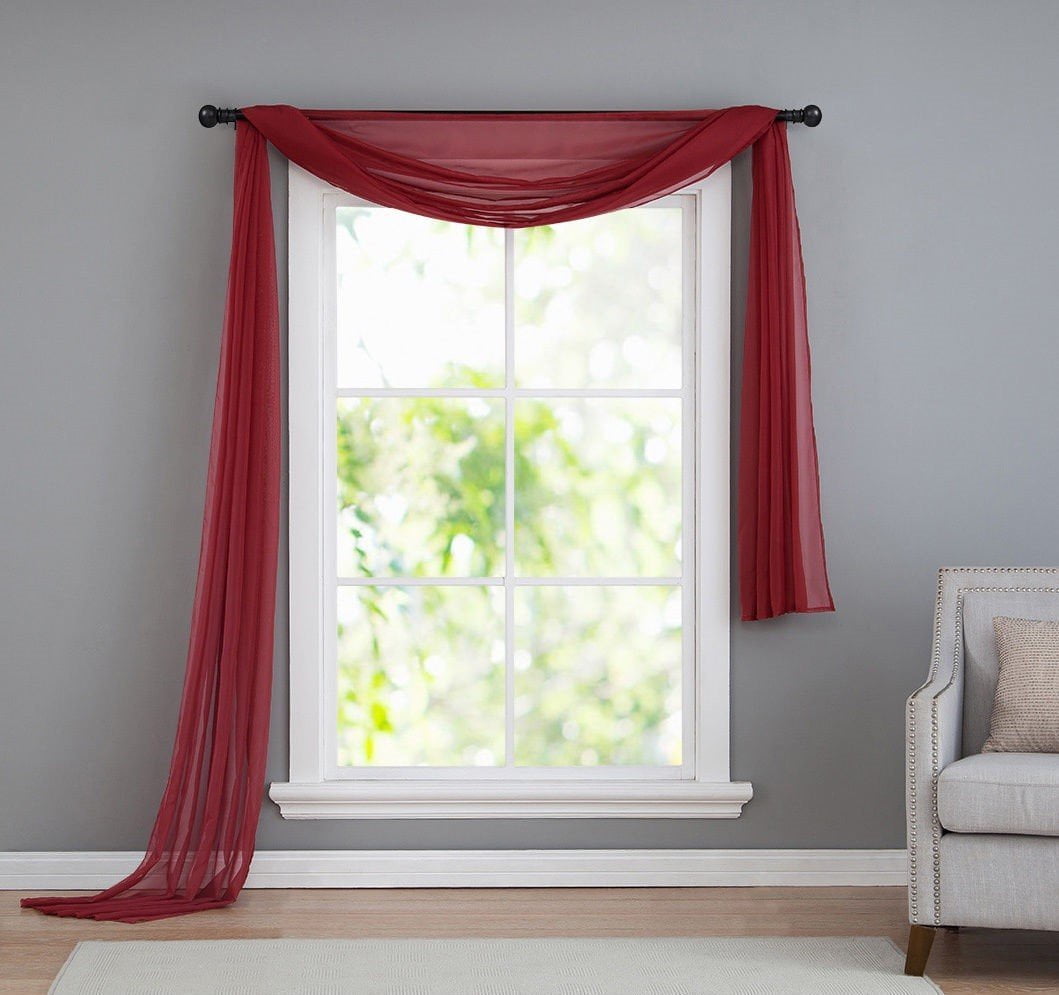 Decotex Beautiful Elegant Solid Sheer Window Scarf Long Valance Topper ...