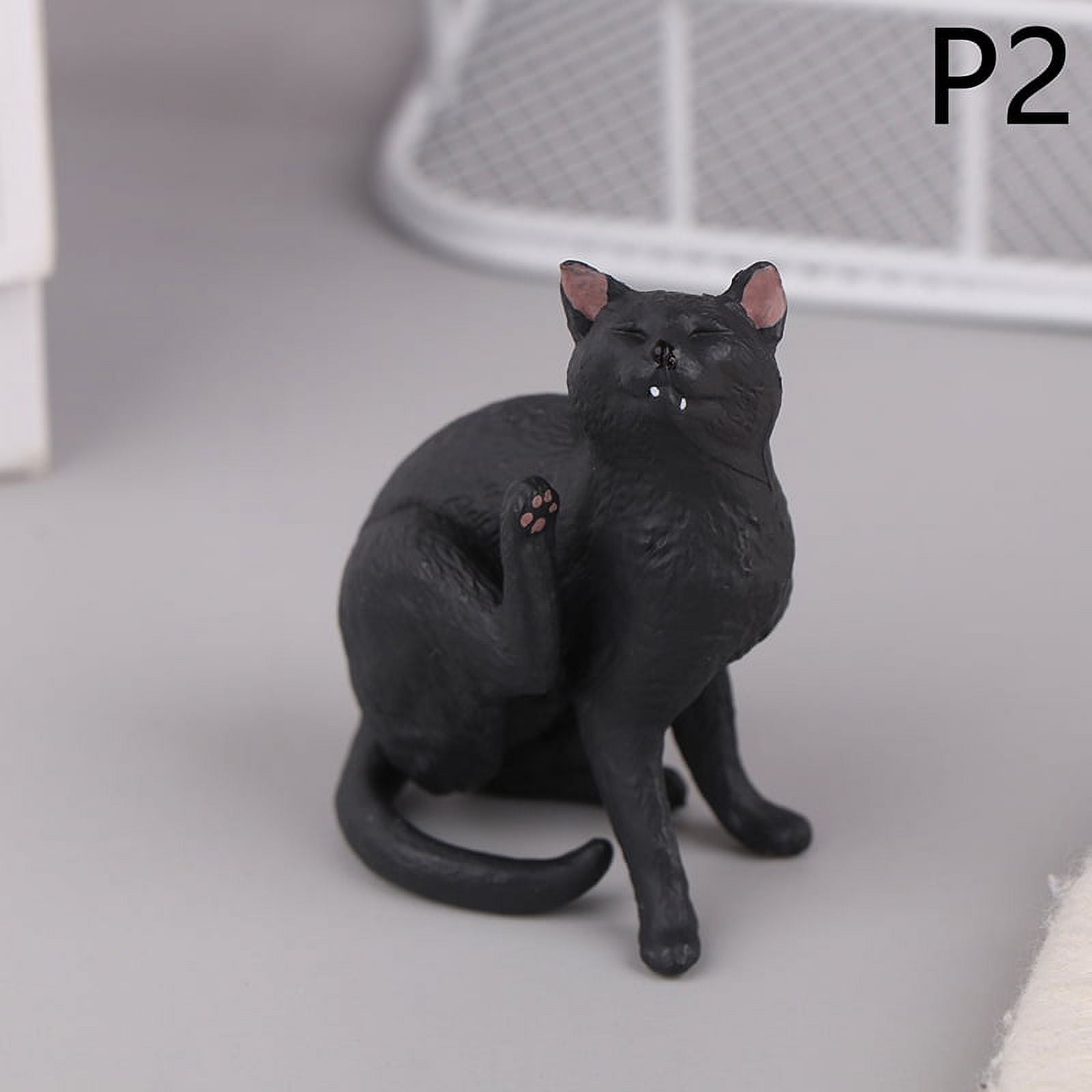 Solid Simulation Animal Model Lying Orange Cat Figurine Cute Desktop ...