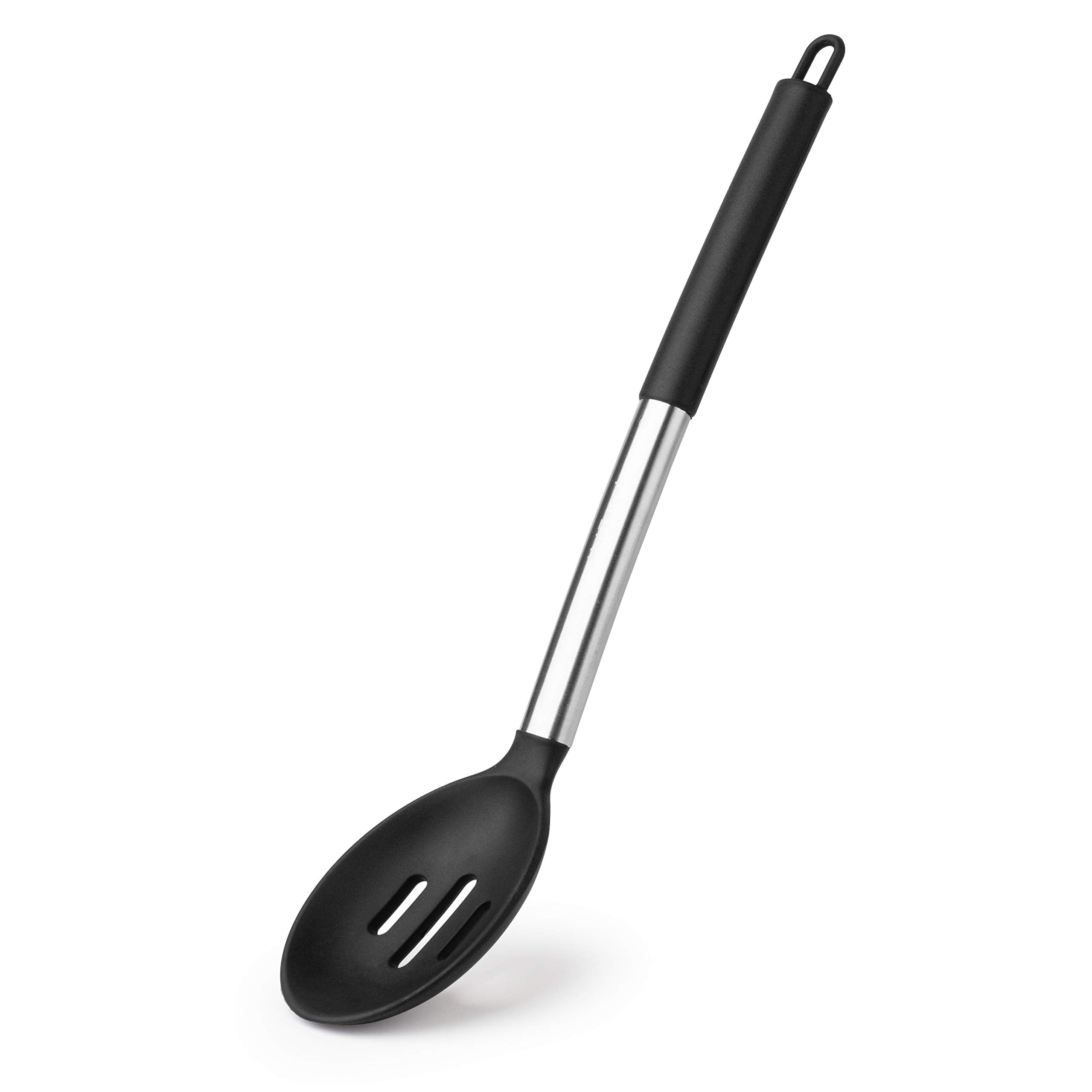 Solid and Slotted Cooking Spoon Large Silicone Cooking Spoon, Non Stick ...