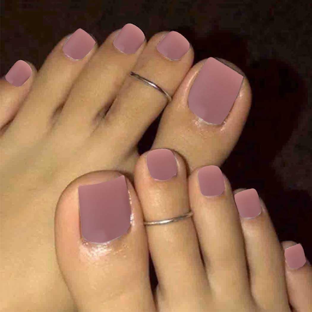 Solid Square Fake Toenails Matte Press on Toe Nails Short Acrylic False ...
