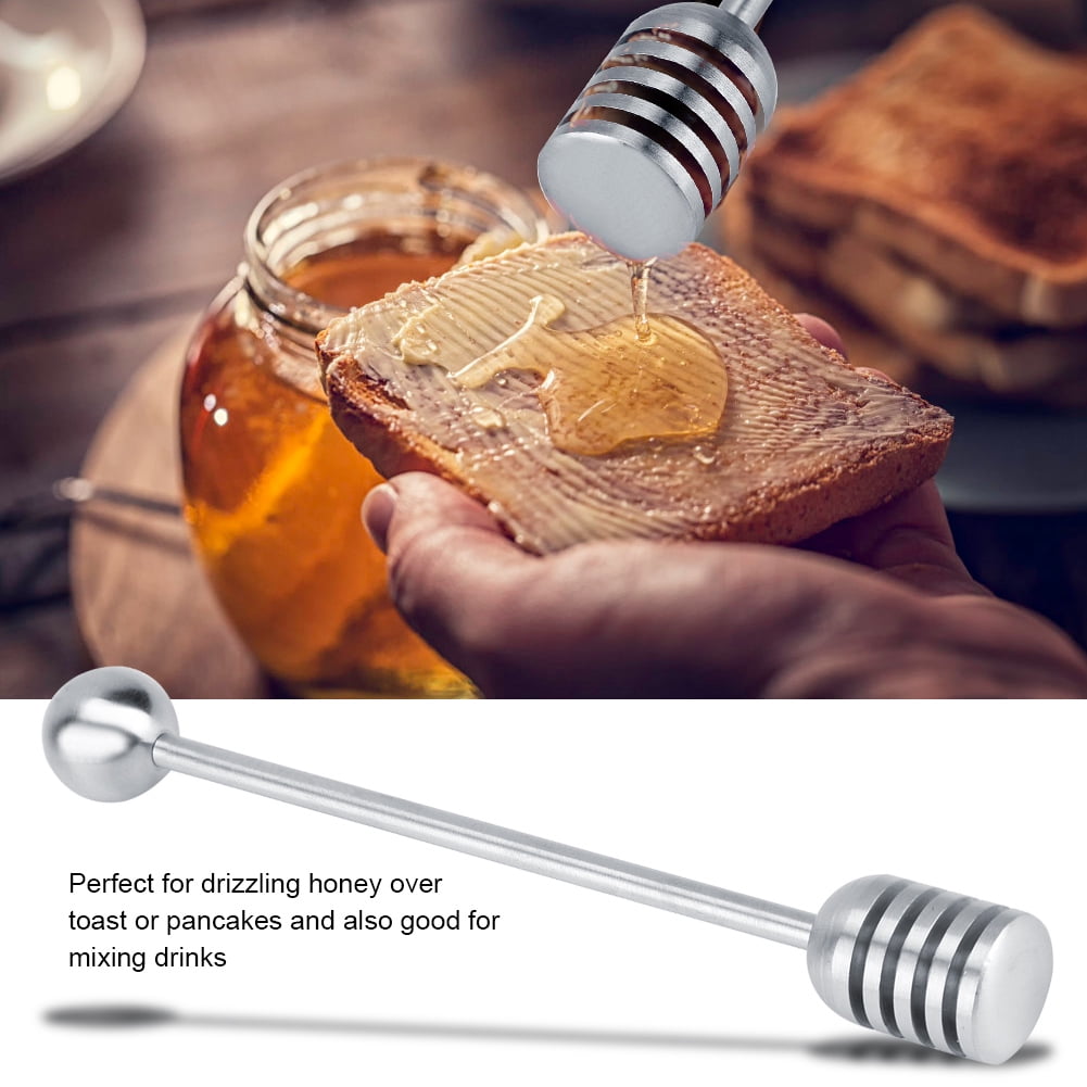 Solid Stainless Steel Honey Dipper Drizzler Stirrer Spoon Mixing Stick ...