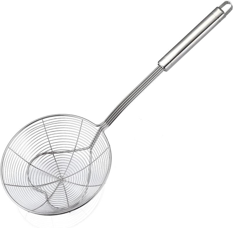 Solid Stainless Steel Spider Strainer Ladle 5.4 Inch Wire Strainer for ...