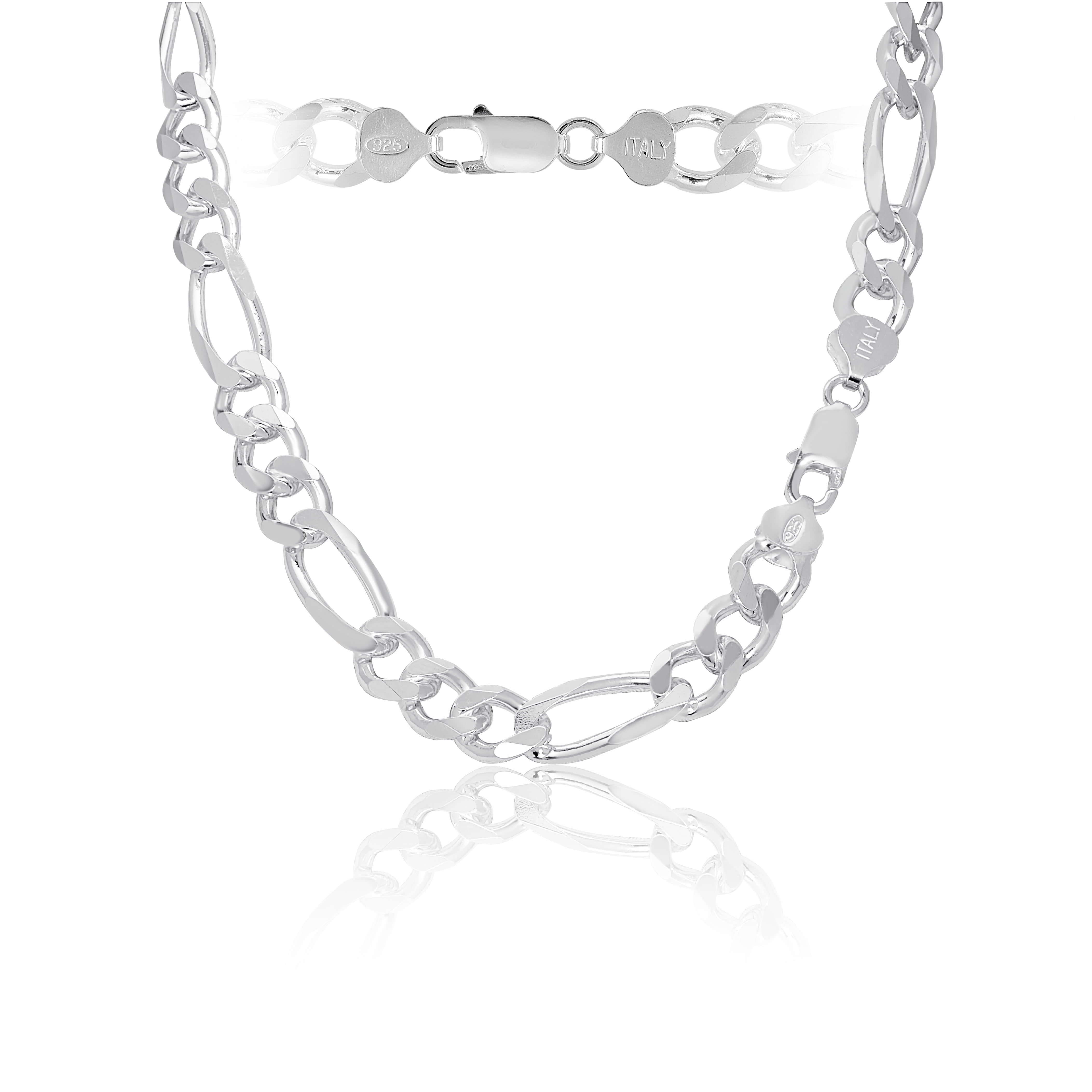 Kezef Solid Sterling Silver 10mm Men's Italian Figaro Chain 18” inch ...