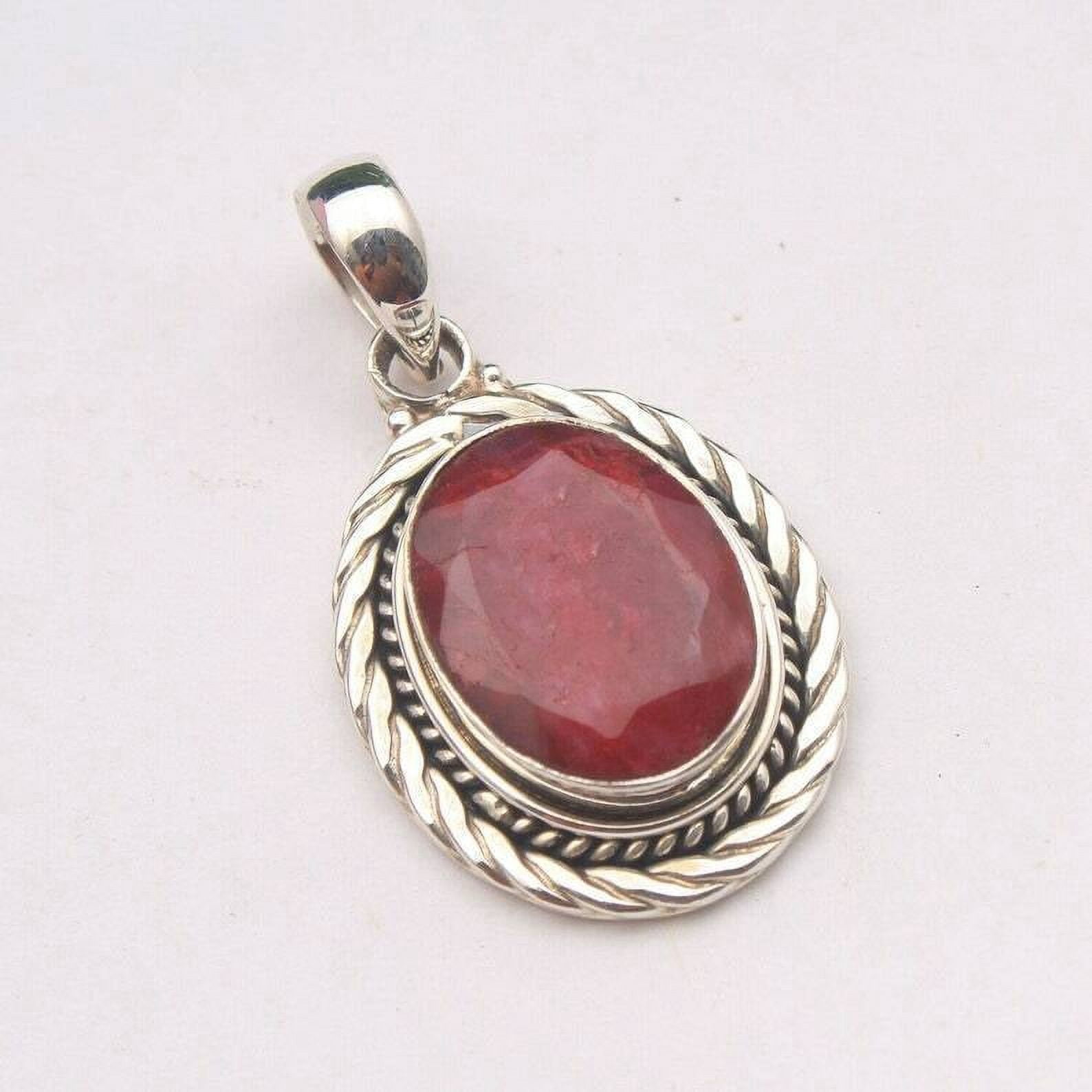 Solid Sterling Silver Ruby Gemstone Handmade Pendant For Beloved For ...