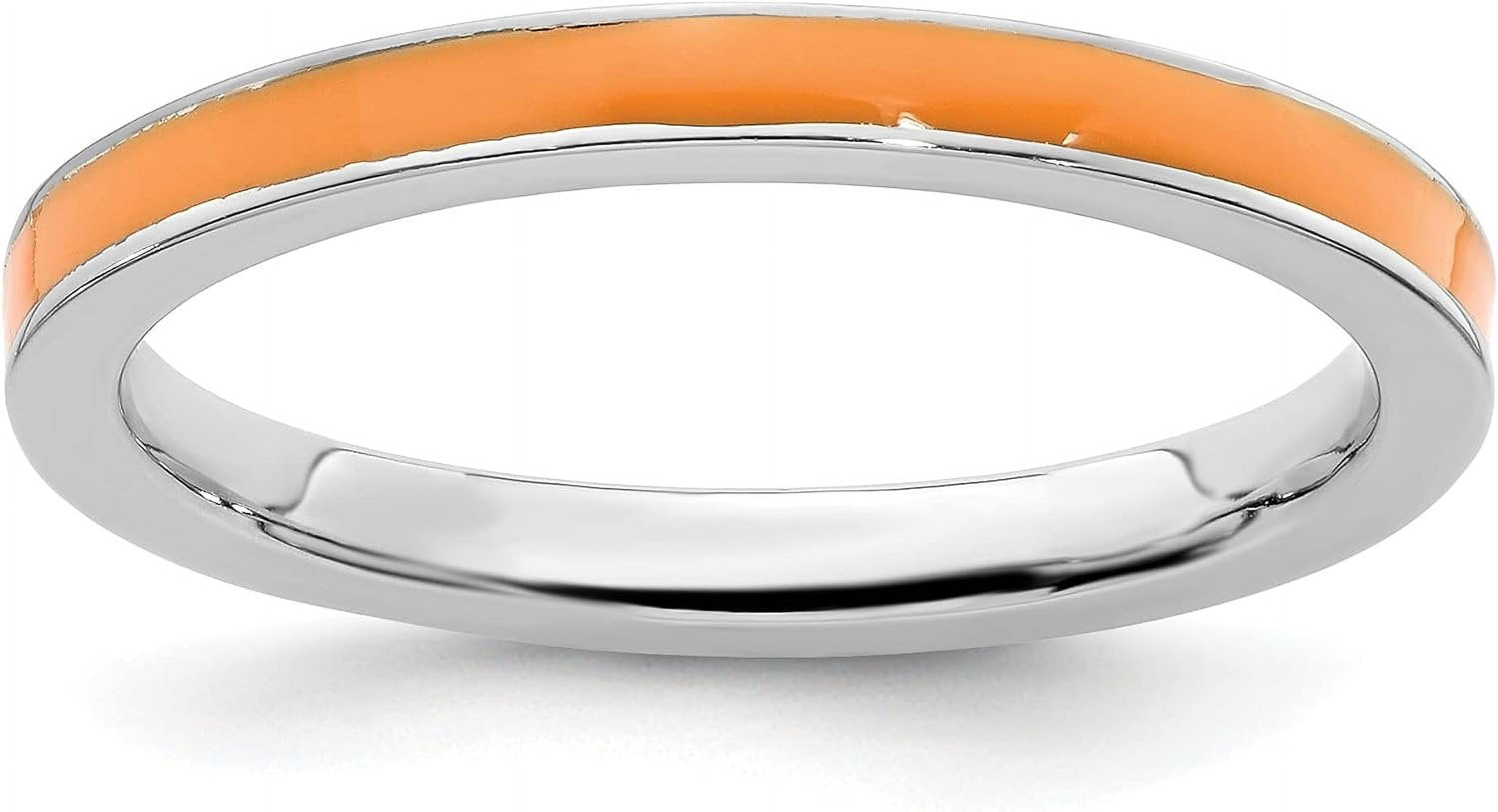 Solid Sterling Silver Stackable Expressions Orange Enameled 2.5mm Ring ...