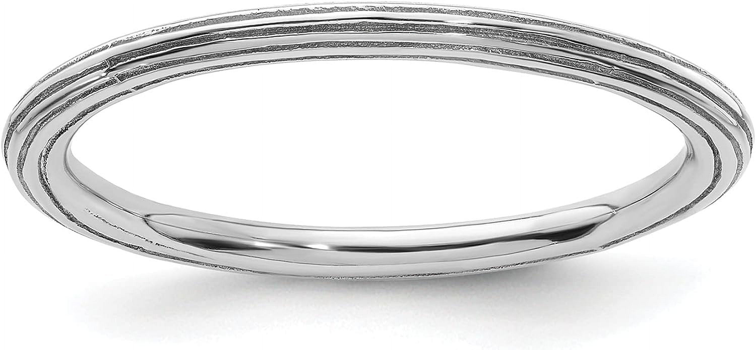 Solid Sterling Silver Stackable Expressions Rhodium Step-down Ring ...