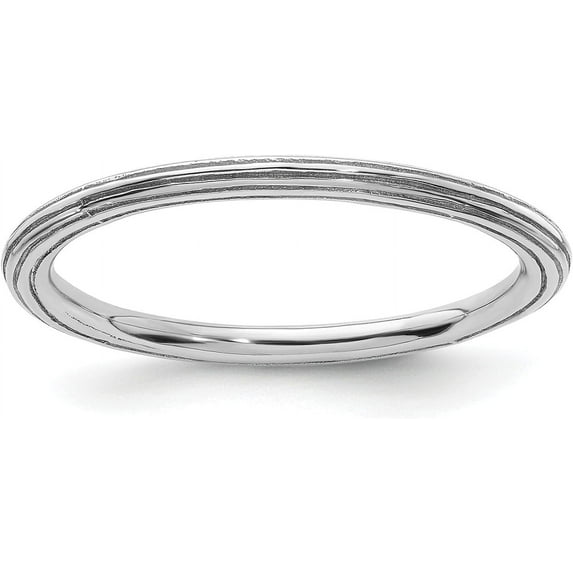 Solid Sterling Silver Stackable Expressions Rhodium Step-down Ring ...