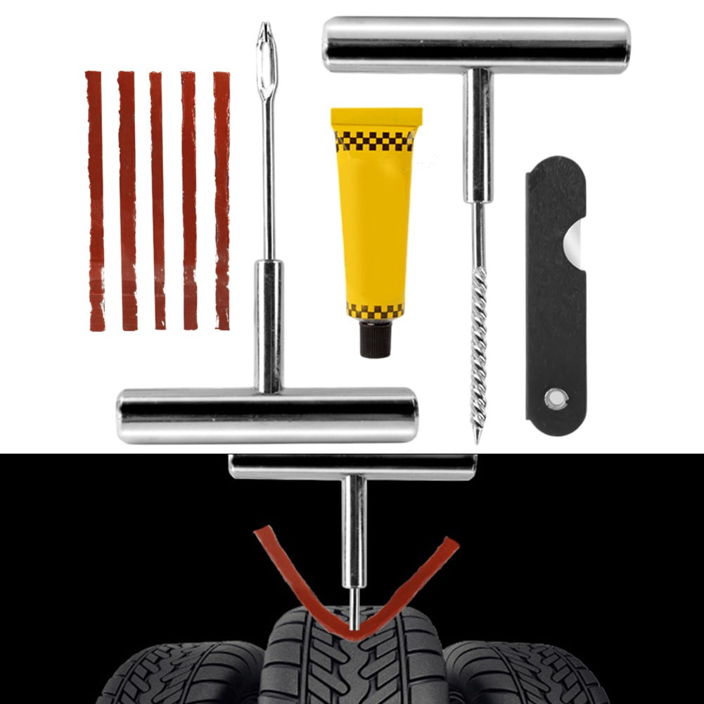 Solid T-Handle Tire Repair Tool Set Steel Split Eye Needle & Probe 6 ...
