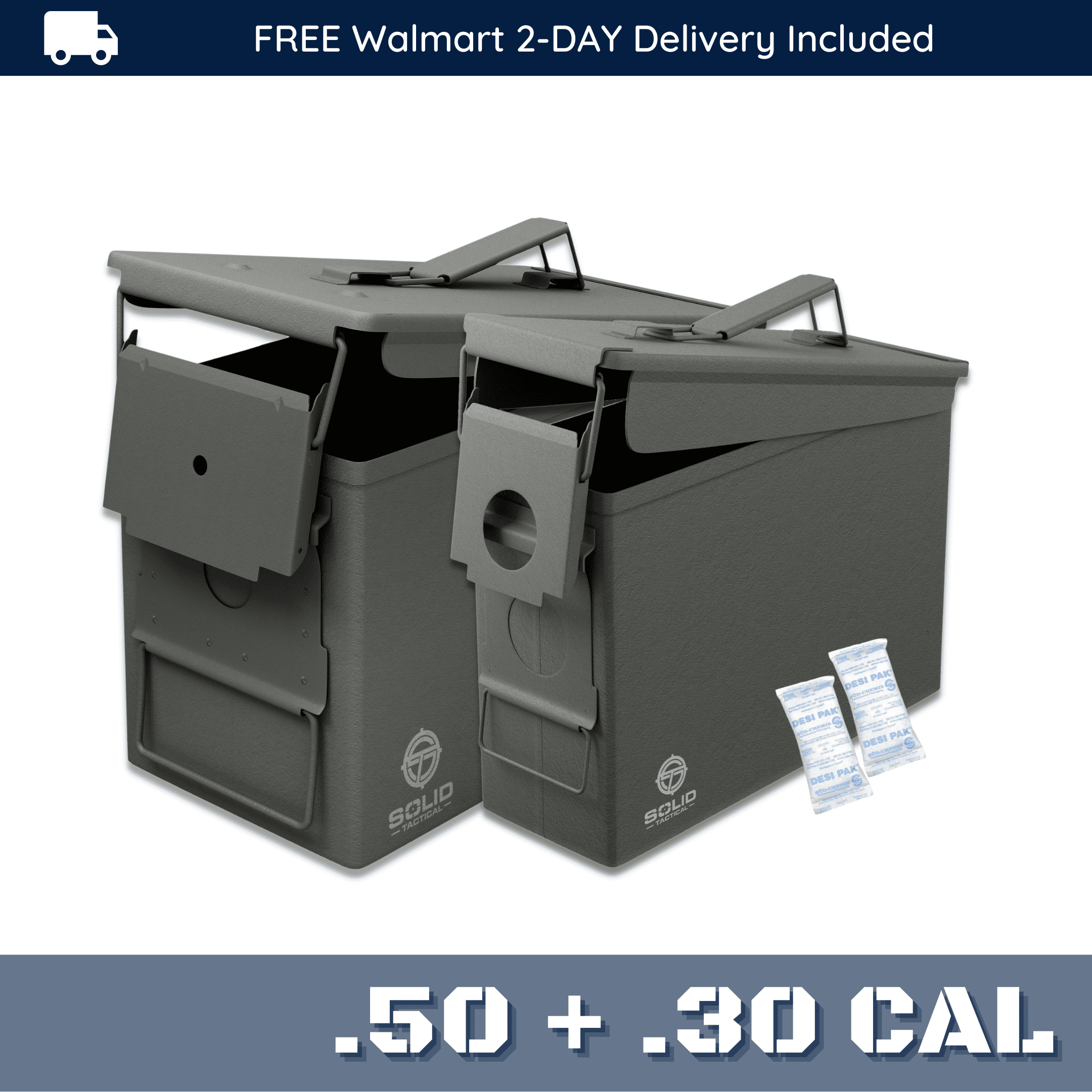 Solid Tactical Metal Ammunition 2-Pack: 50 Cal M2A1 & 30 Cal M19A1 ...