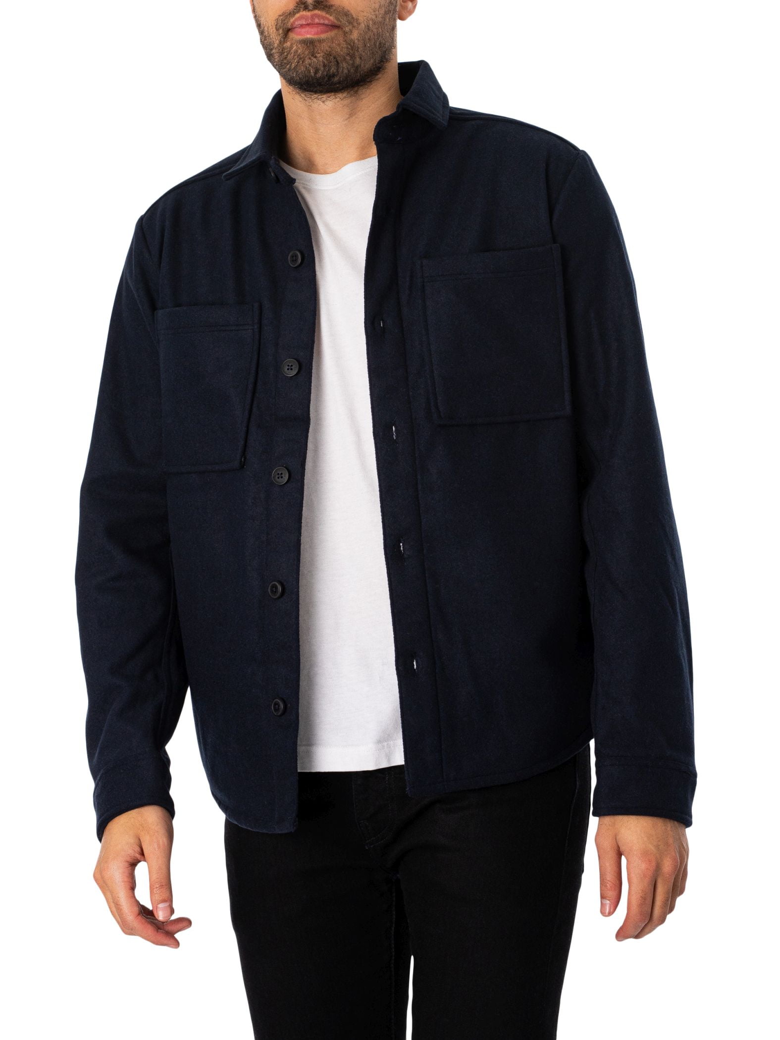Solid Tam Wool Overshirt, Blue - Walmart.com