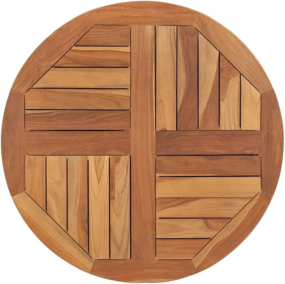 Solid Teak Wood Round Table Top 1" Thick, Diameter 27.6", Fine Sanded ...