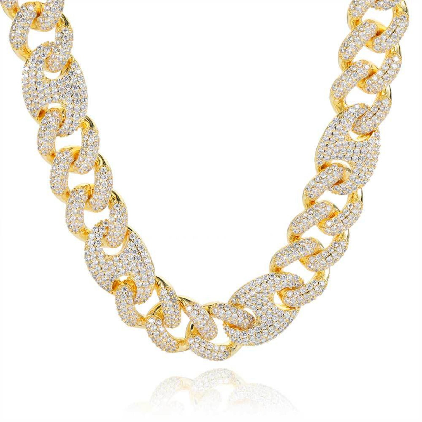 Solid Thick Miami Cuban Link Necklace, Extra Shiny Hip Hop Cuban Chain ...