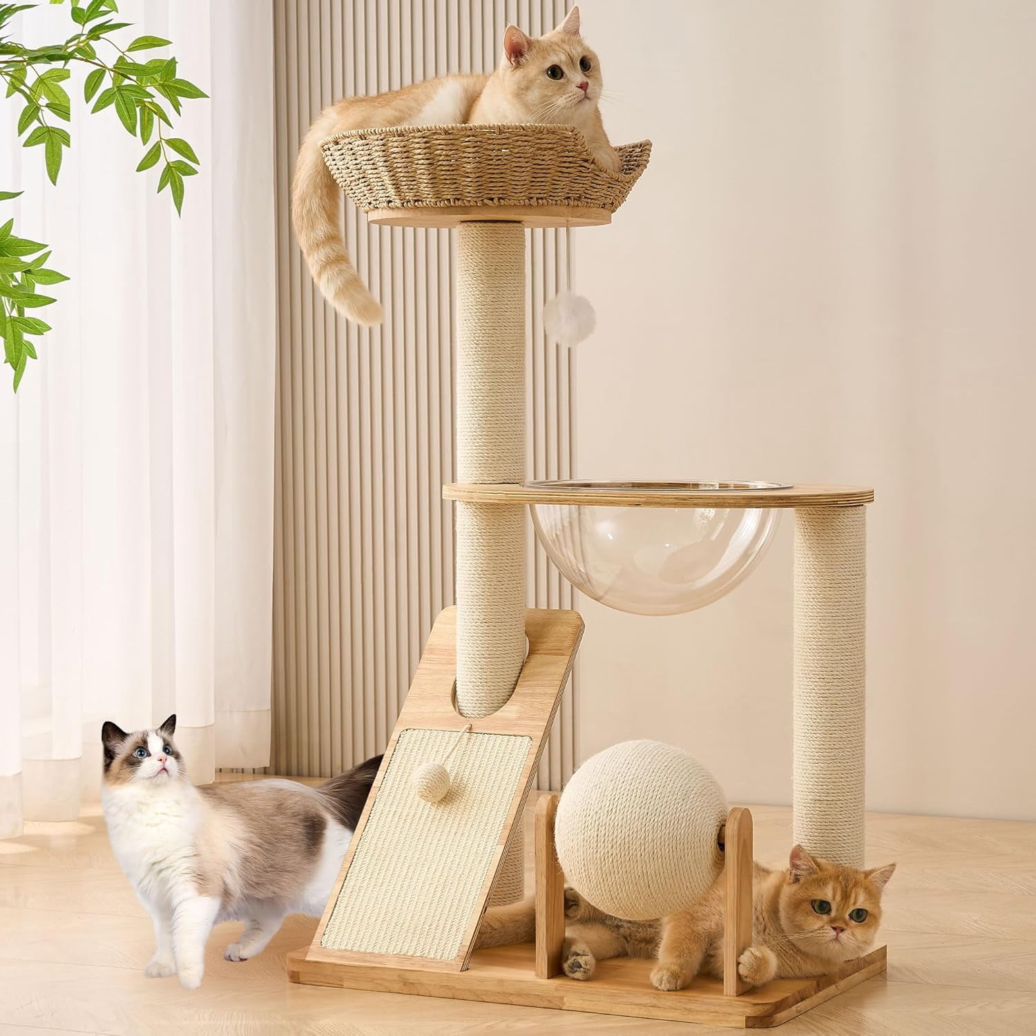 Solid Tree Tower with , 36.6 Tall Towers with Board and Scratcher Ball ...