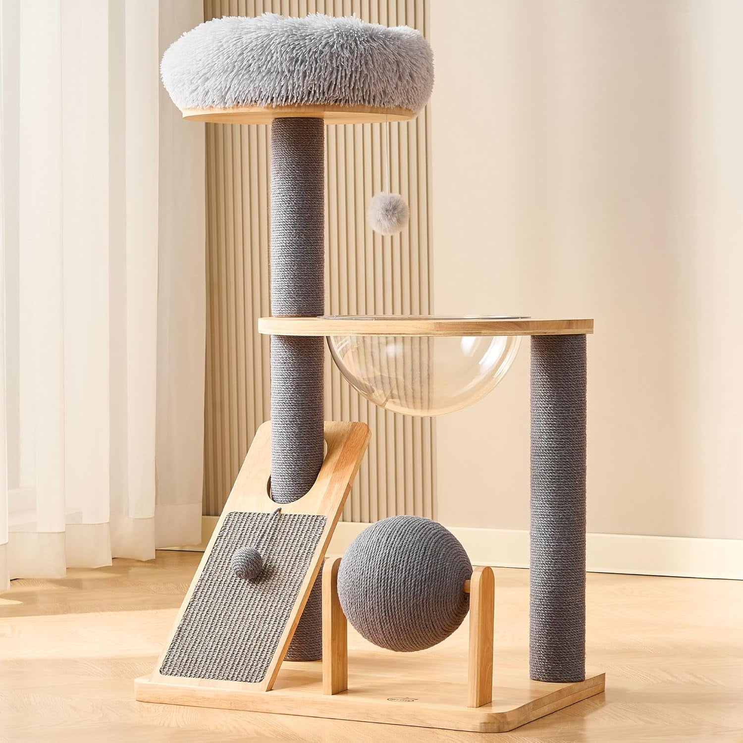 Solid Tree Tower with , 37.8 Tall Towers with Board and Scratcher Ball ...