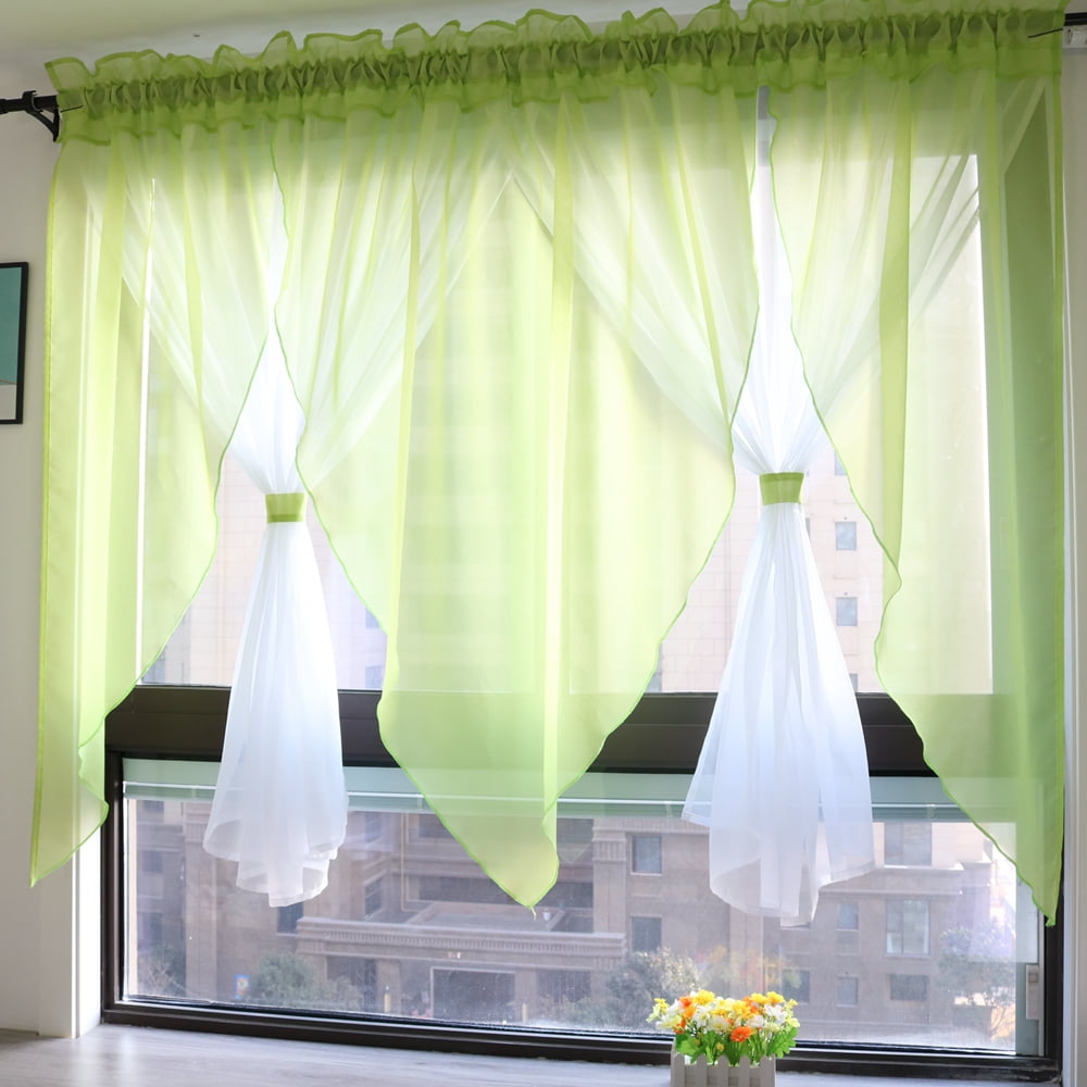 Solid Voile Veil Livingroom Balcony Bedroom Curtain Sheer Short Kitchen ...