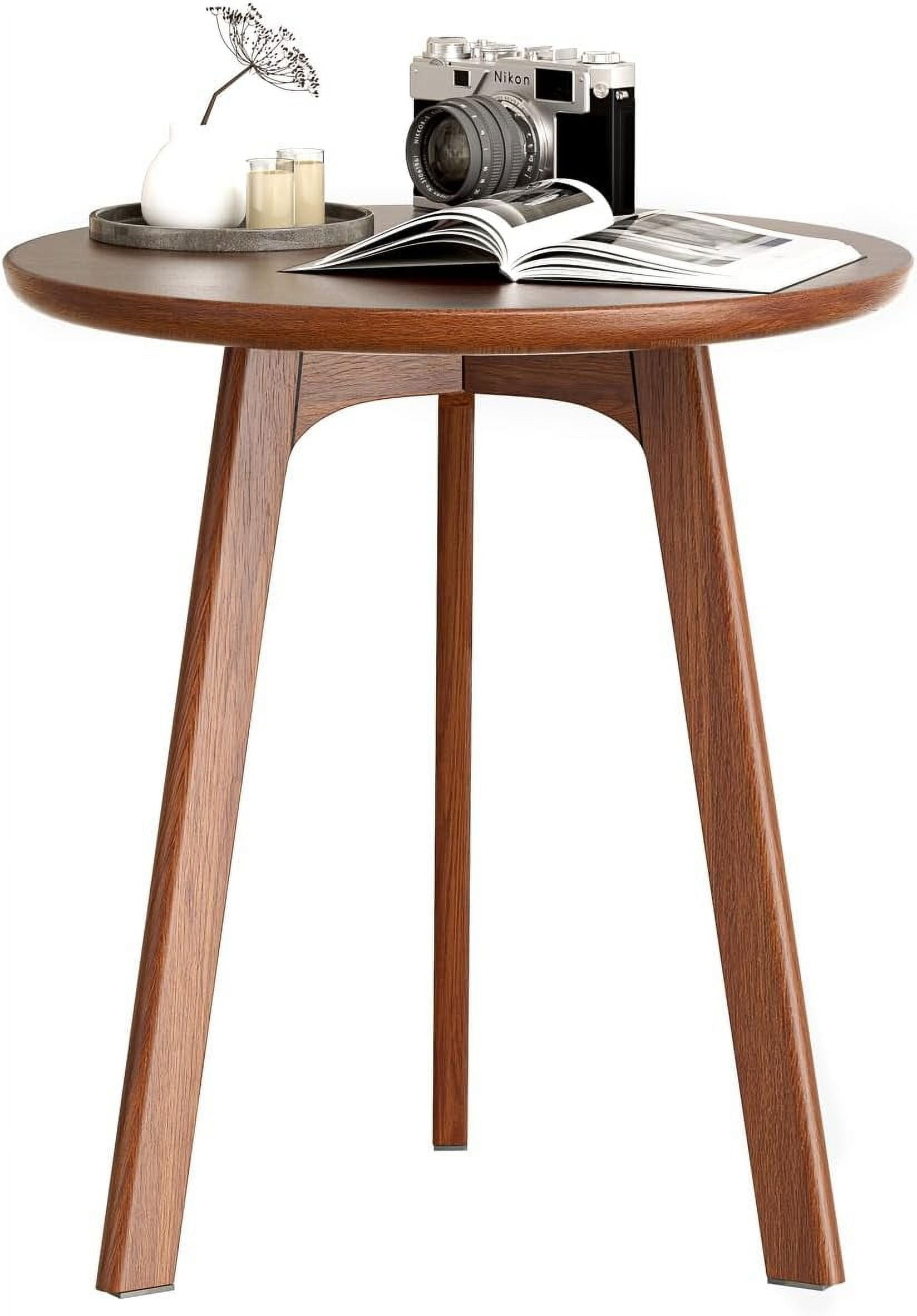 Solid Walnut & Oak Round Side Table – Mid-Century Modern Design ...