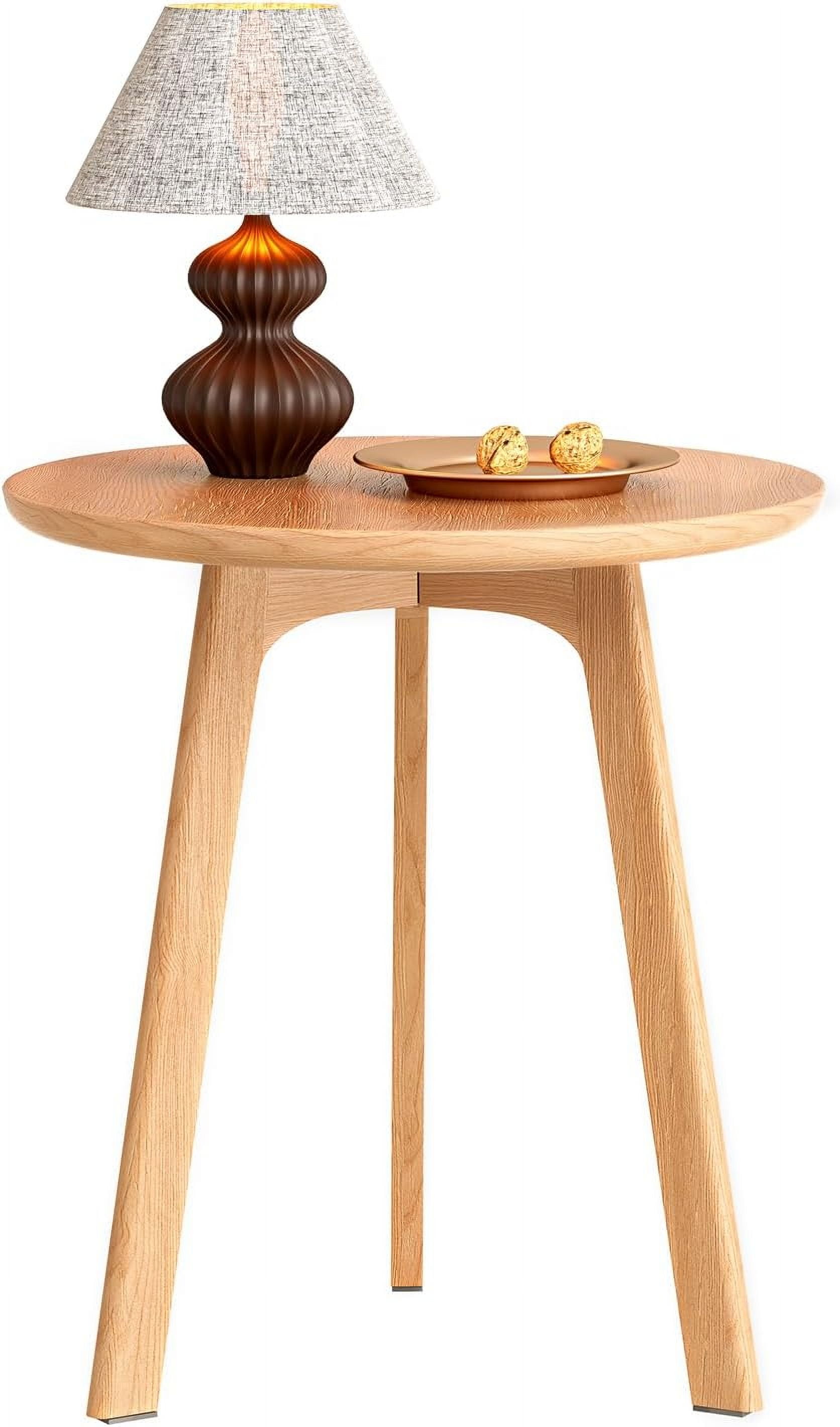 Solid Walnut & Oak Round Side Table – Mid-Century Modern Design ...