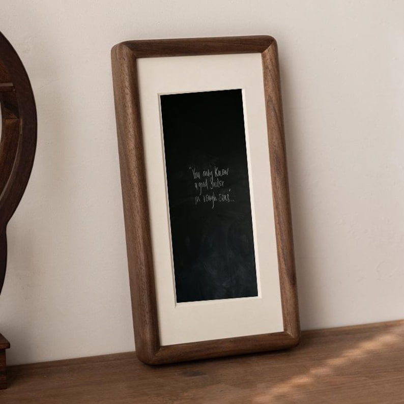 Solid Walnut and Teak Wood Vertical Photo Frame - Long Narrow Display ...