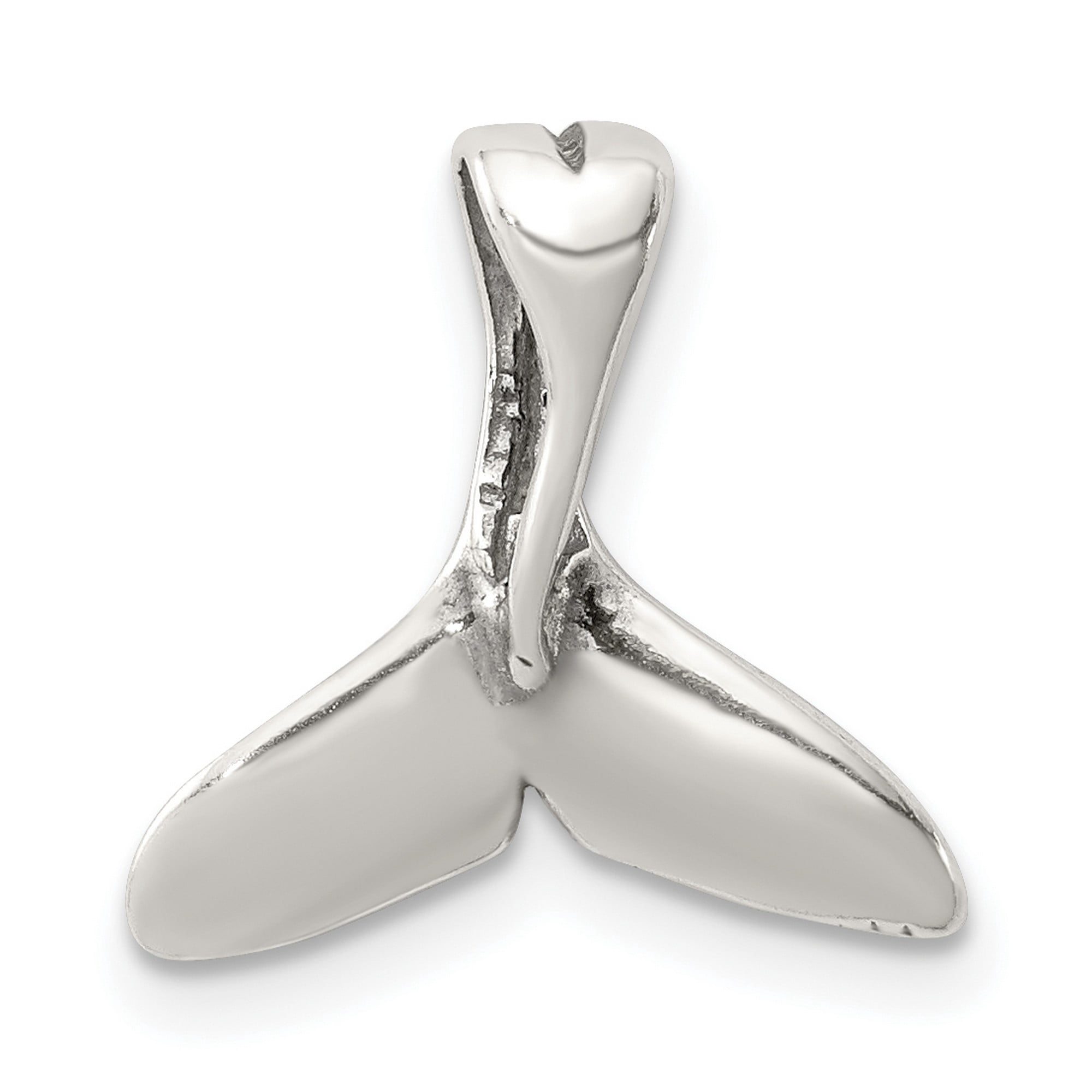 Solid Whale Tail Pendant with Hidden Bail in 925 Sterling Silver 14 mm ...