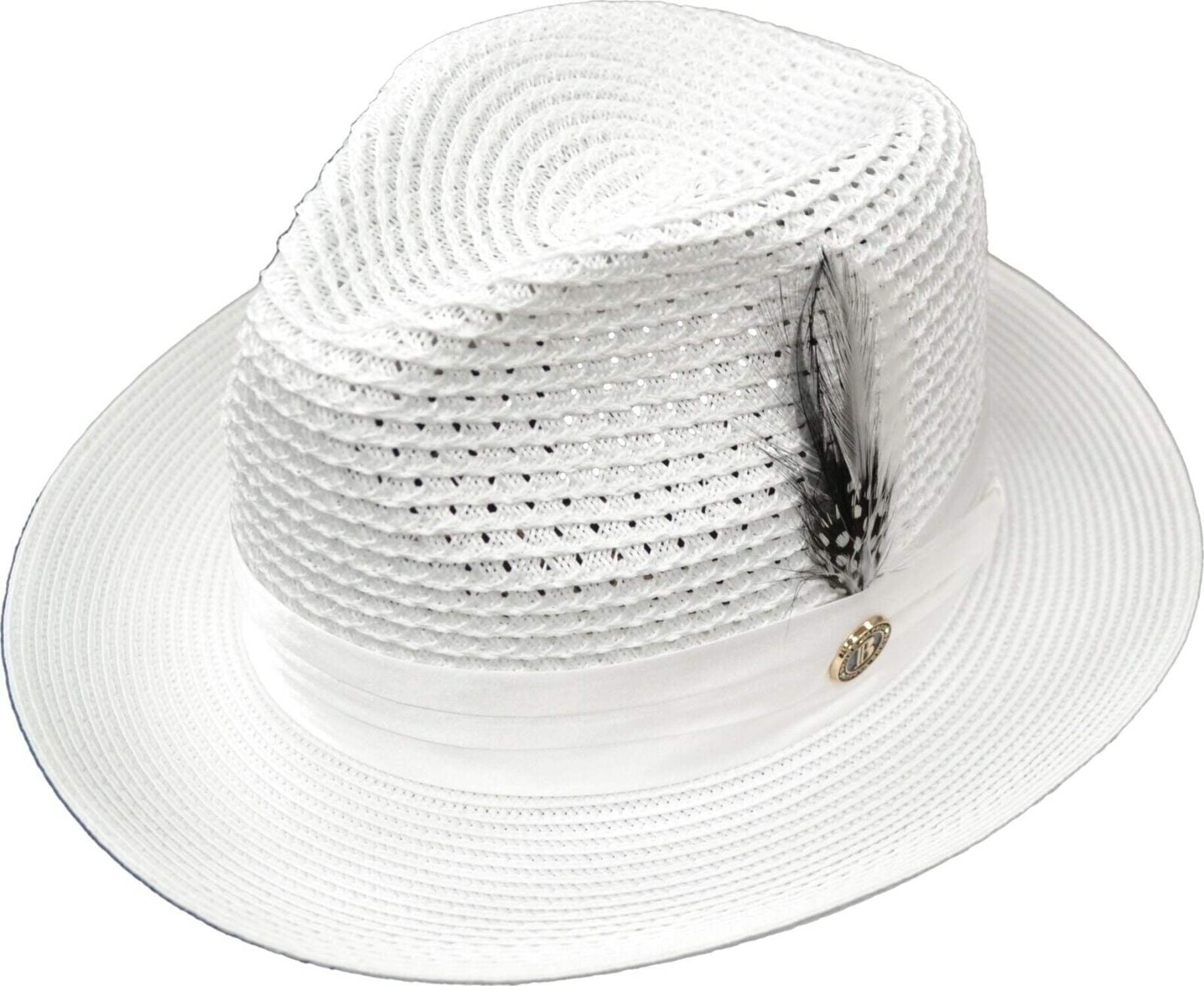 Men's Solid White Poly Braid Fedora By Bruno Capelo JU-901 - Walmart.com