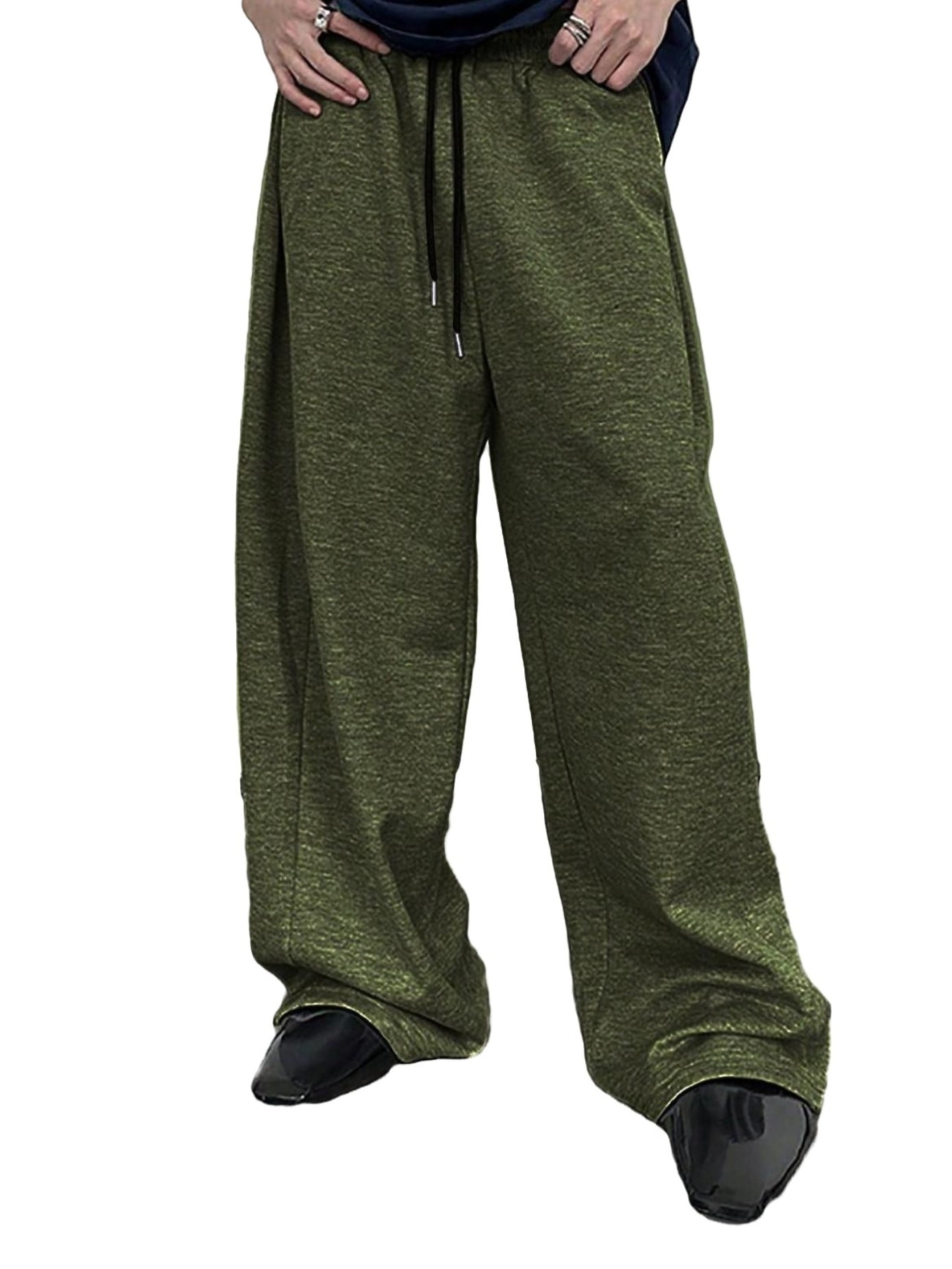 Solid Wide Leg Army Green Men Sweatpants (Men's) - Walmart.com
