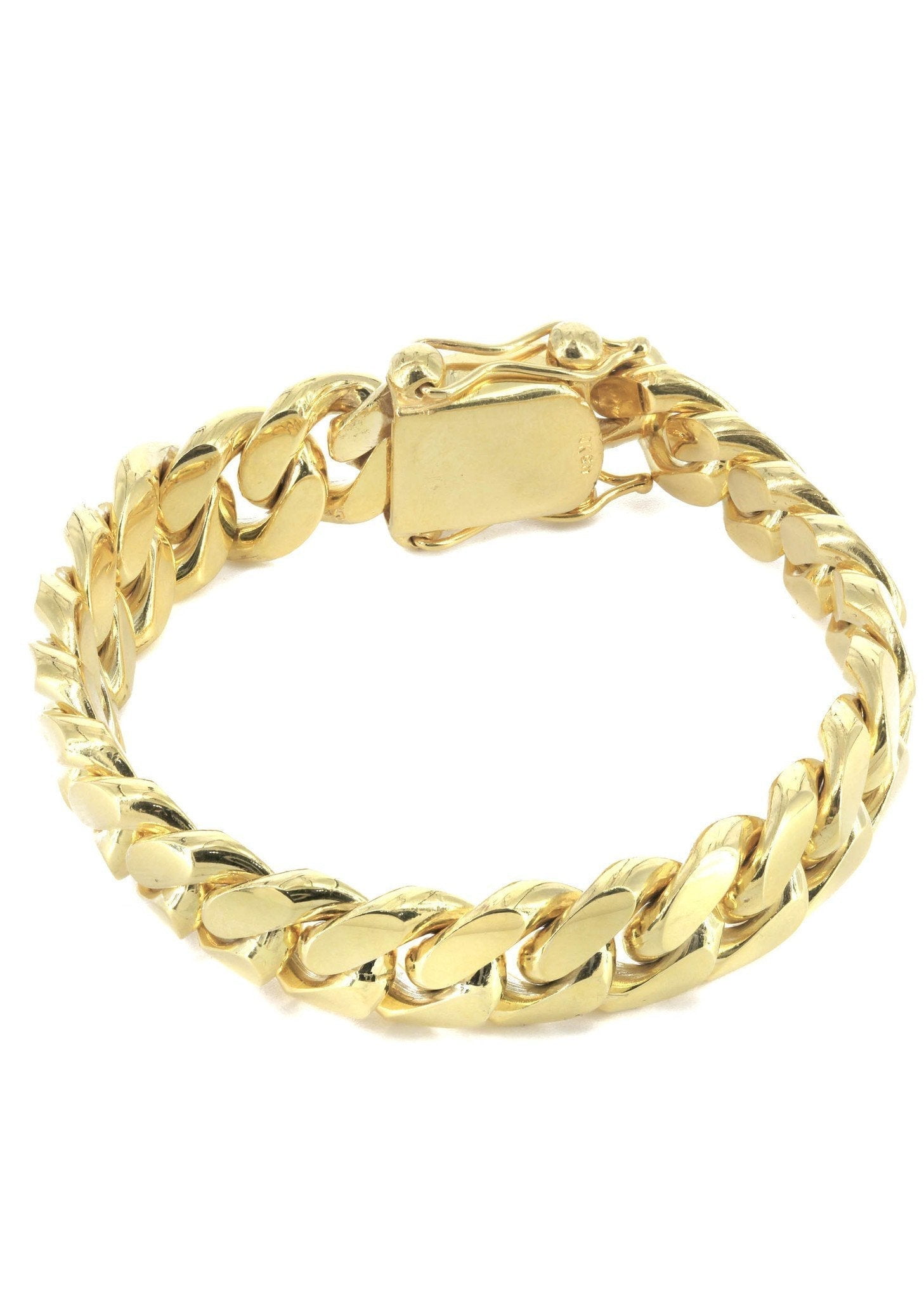 Solid Womens Miami Cuban Link Bracelet 10K/14K Yellow Gold - Walmart.com