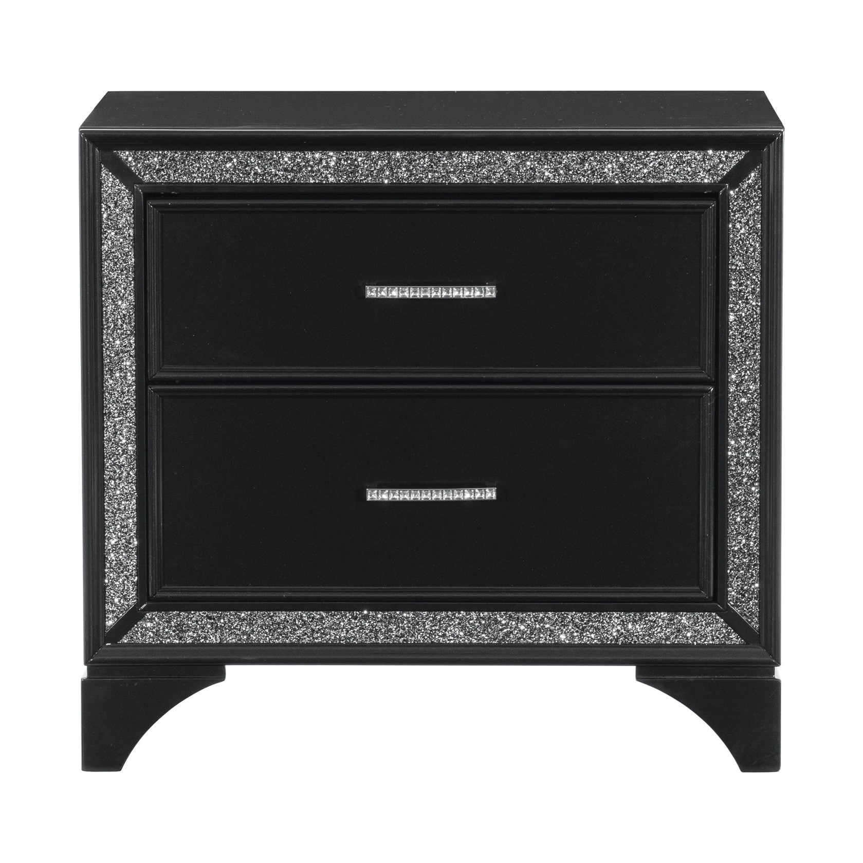Solid Wood 2 - Drawer Nightstand, Pearl Black / Bedroom Storage ...