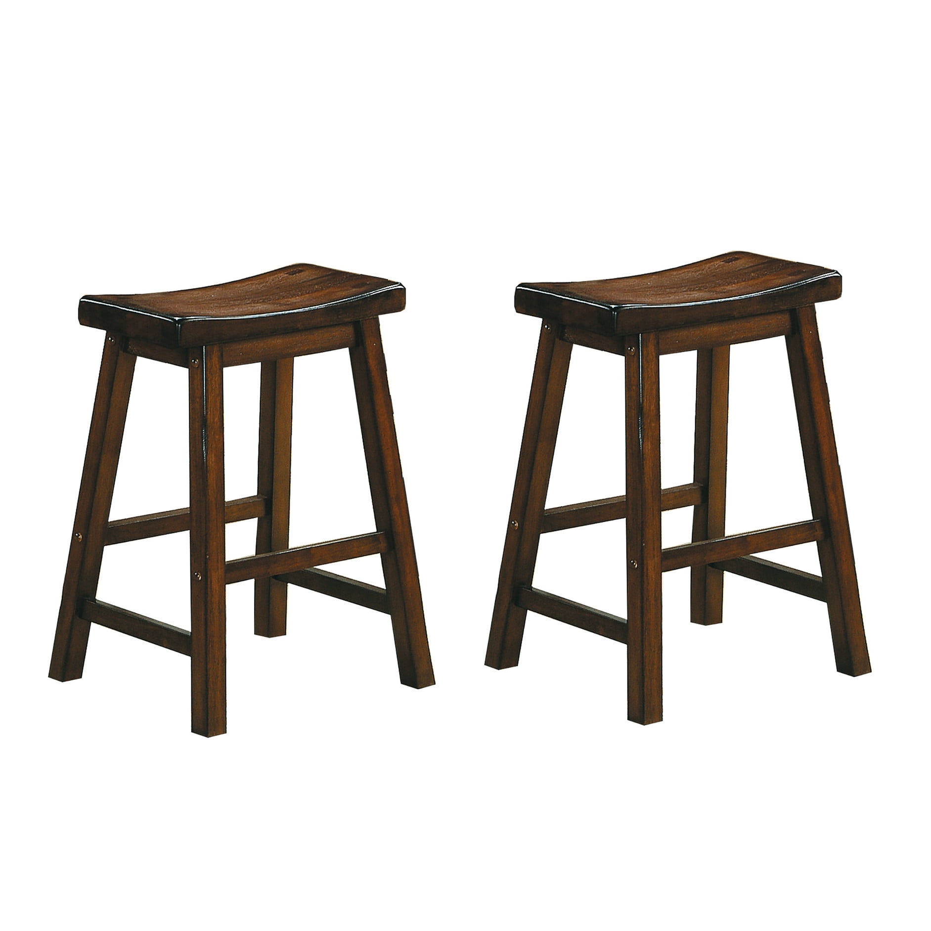 Solid Wood 24-inch Saddle Stools, Cherry Finish, 2pc Set - Appropriate ...