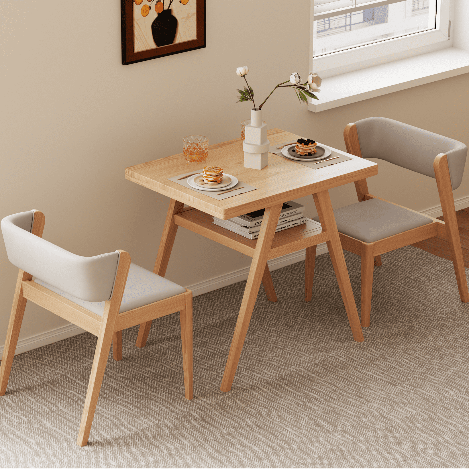 Solid Wood 3-Piece Bistro Dining Table Set, Bistro Stacking Table and ...