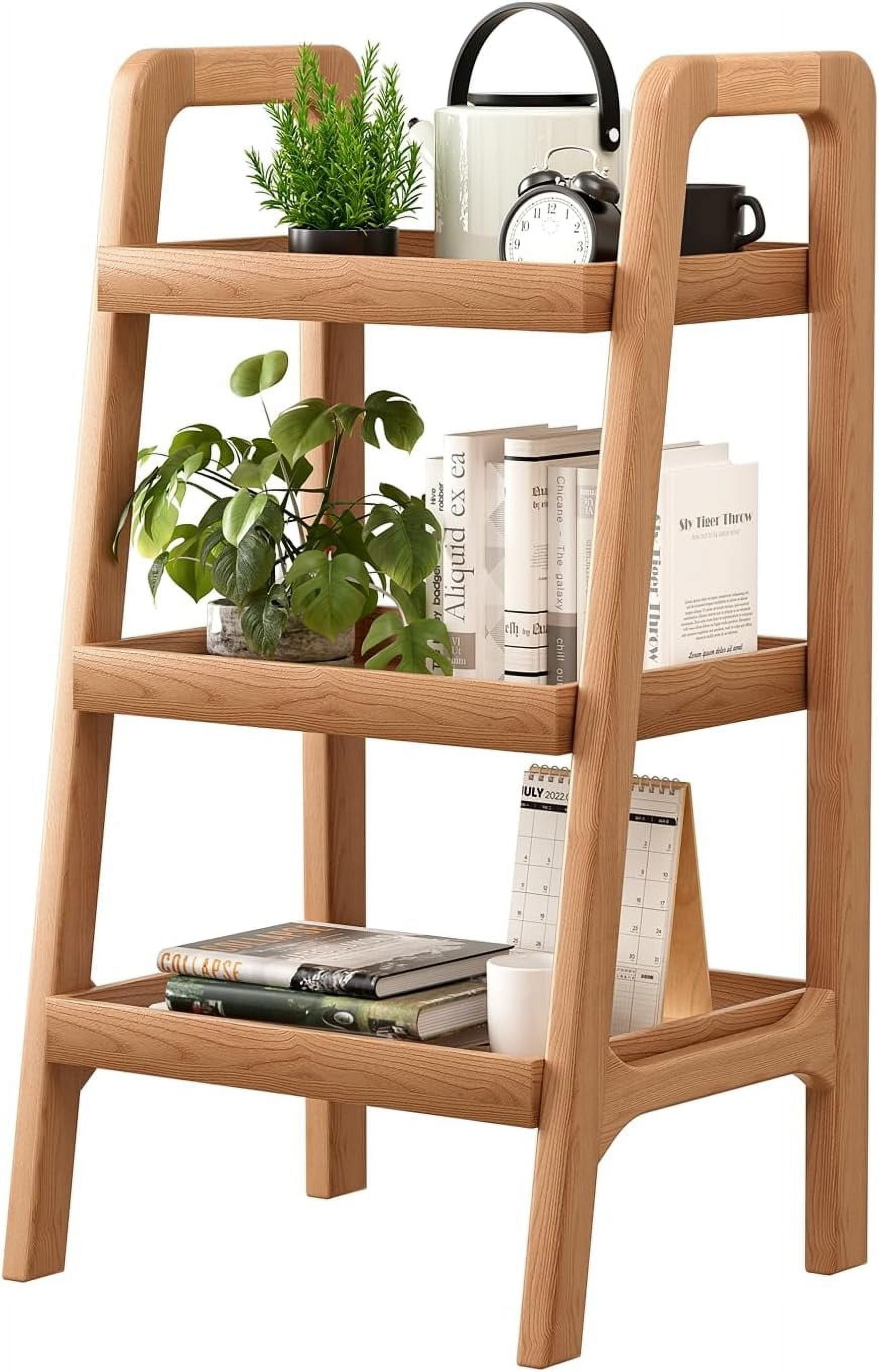 Solid Wood 3-Tier Ladder Bookshelf - Small Bookshelf for Small Spaces ...