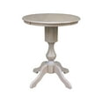 Solid Wood 30" x 30" Round Pedestal Dining Table in Washed Gray Taupe ...