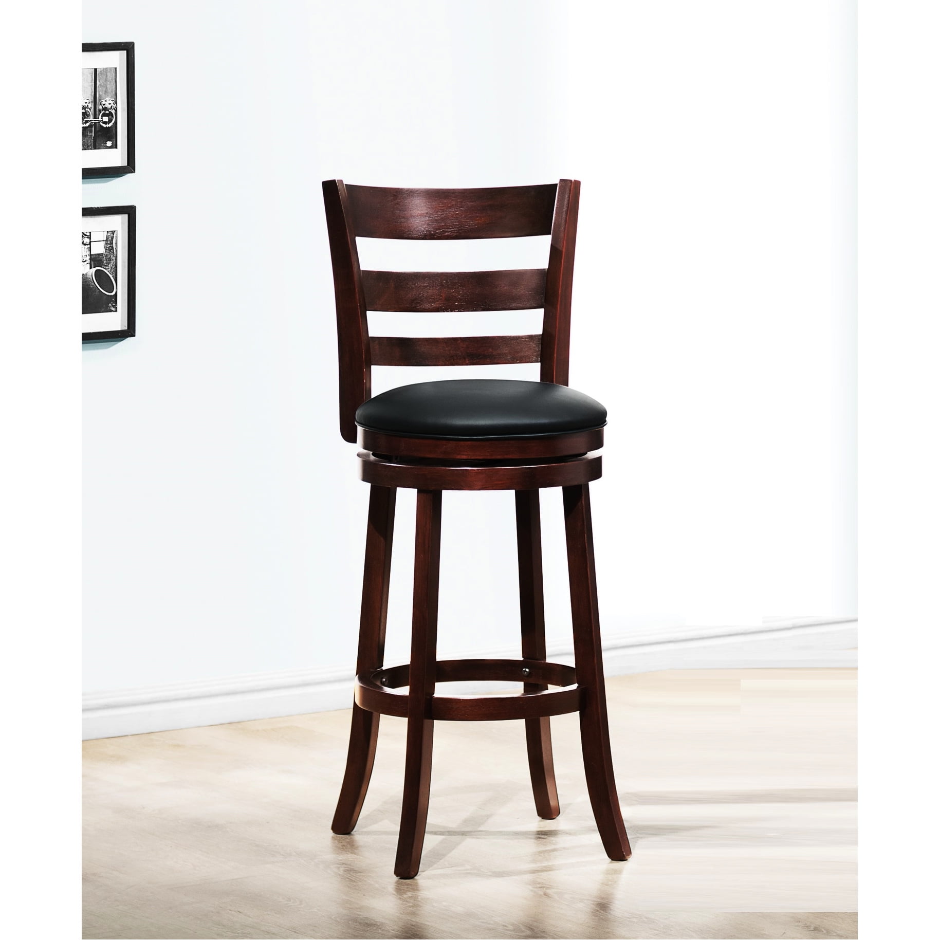 Solid Wood 360-degree Swivel Chair With Dark Cherry, Comfortable ...