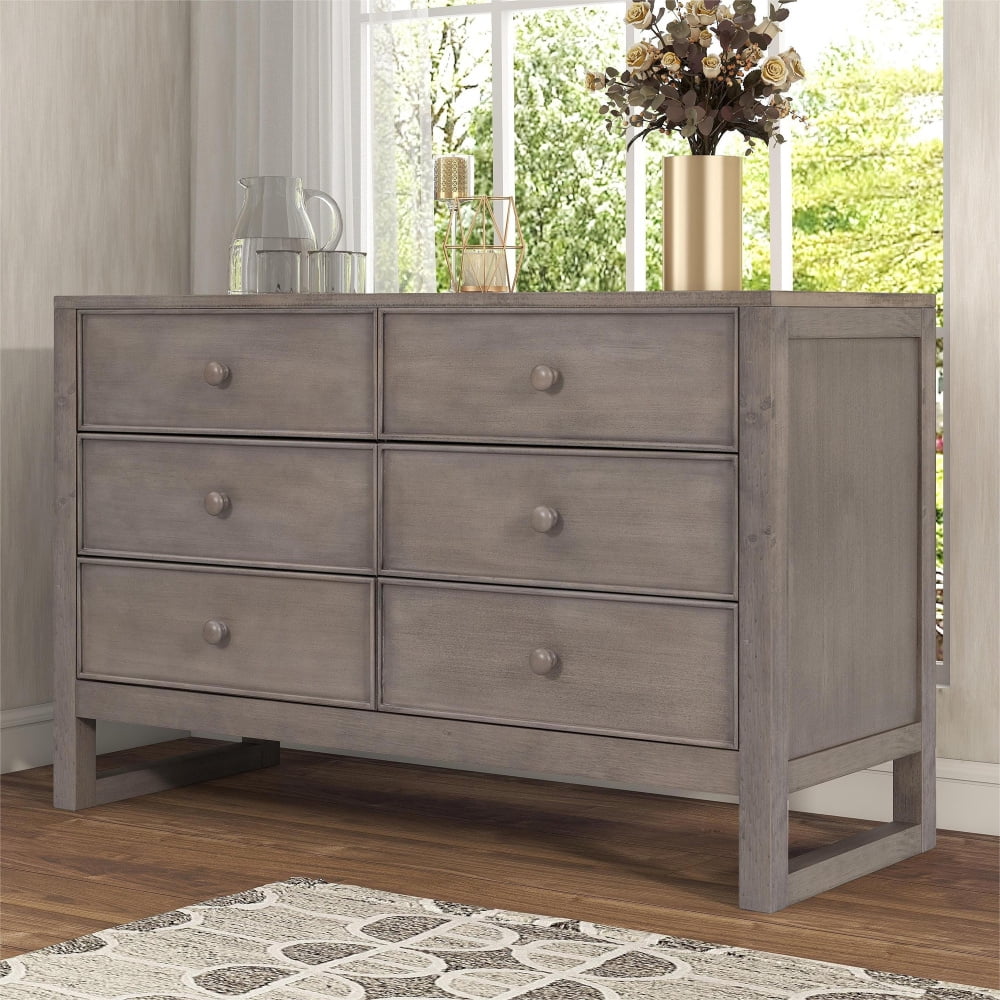 Solid Wood 6 Drawer Dresser, Large Dresser Cabinet Versatile Storage ...