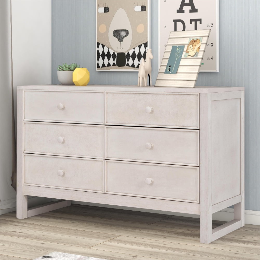 Solid Wood 6 Drawer Dresser, Large Dresser Cabinet Versatile Storage ...