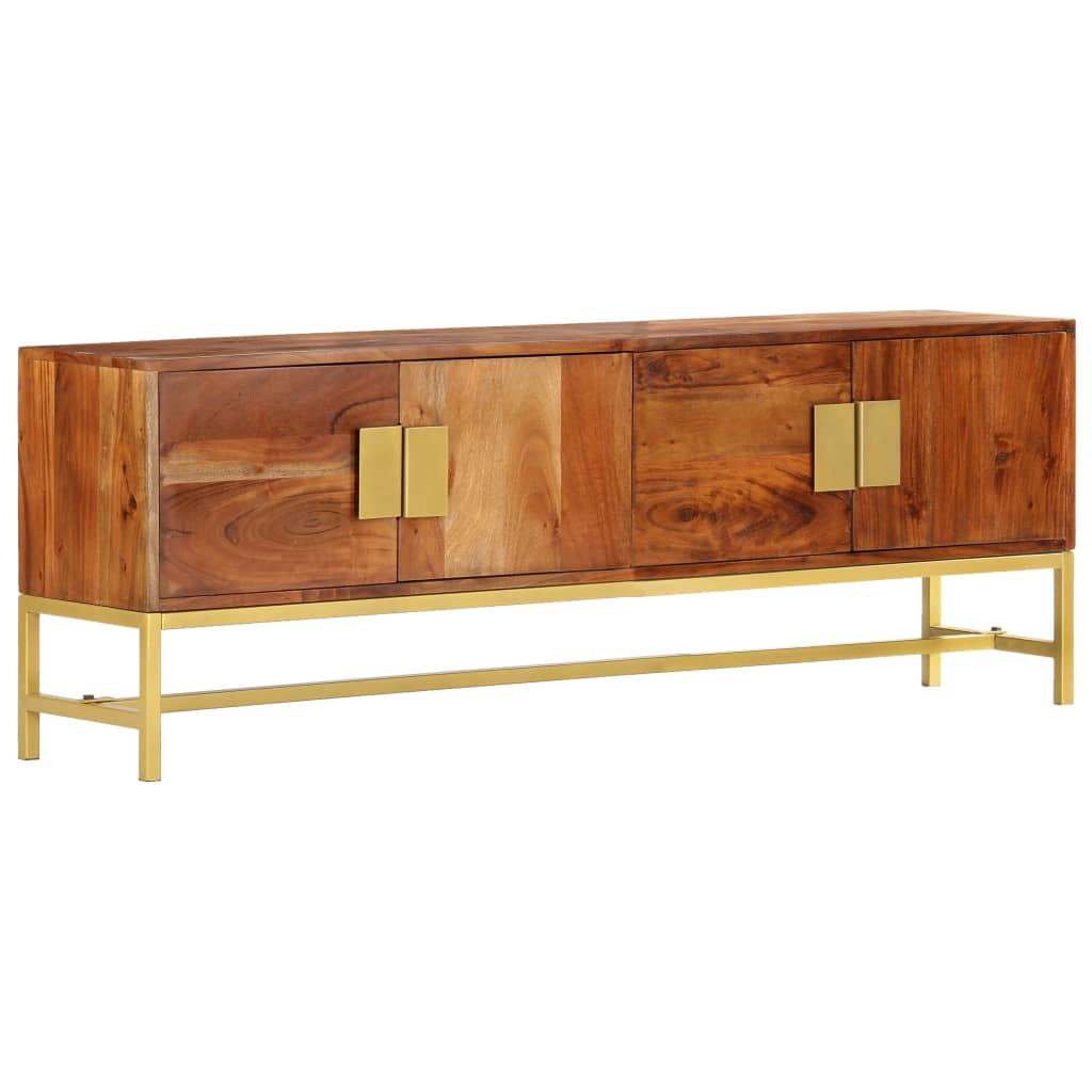 Solid Wood Acacia TV Stand with Spacious Storage for TVs Up to 55 ...