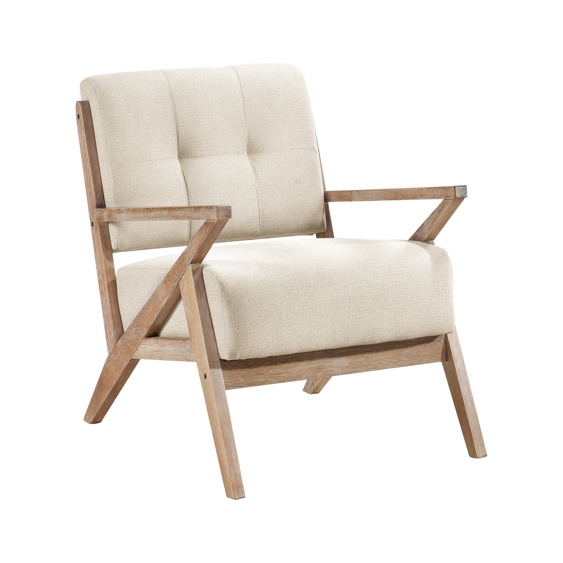 Solid Wood Accent Chair - Attached Back Cushion - Living Room - Modern ...