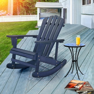 vidaXL Rocking Chair Wooden Adirondack Chair Porch Rocker for Patio ...
