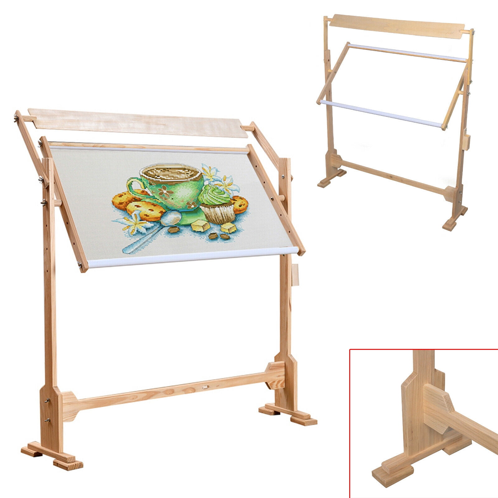 Solid Wood Adjustable Embroidery Stand, Needlework Table and Lap Hands ...