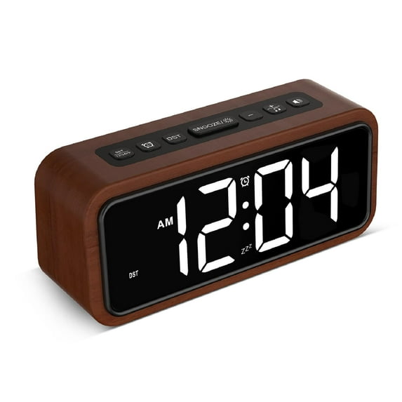 Solid Wood Alarm Clock, Loud Plug in Digital Clock, 5 Volume Settings ...