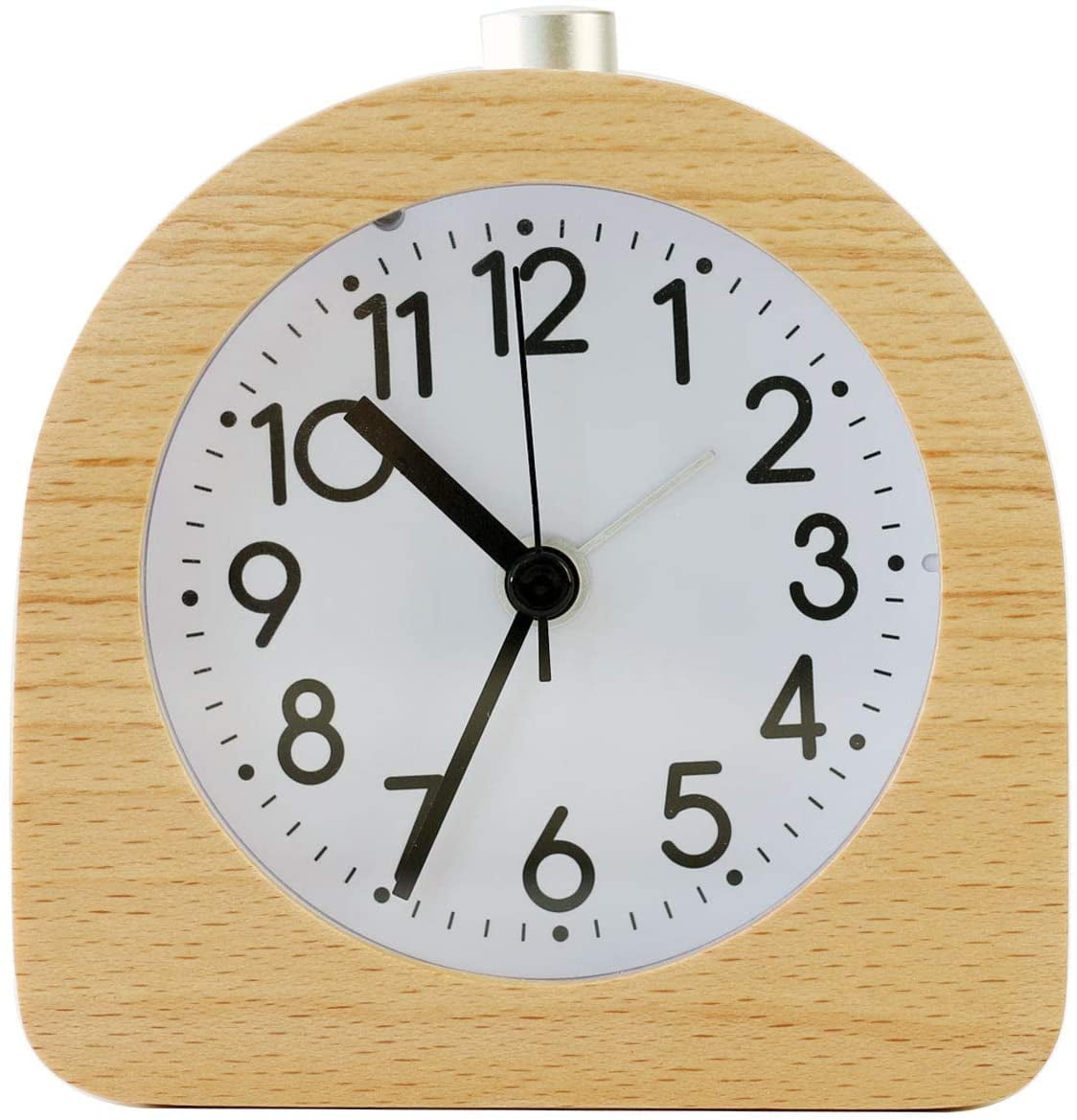 Solid Wood Analog Alarm Clock With Sweep Movement For Bedroom,Battery ...