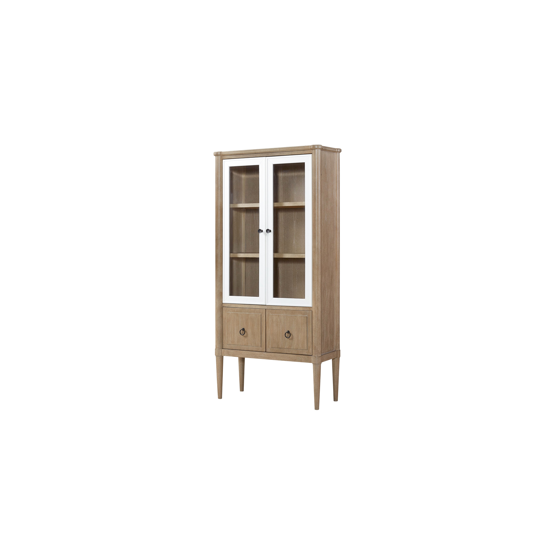 Solid Wood And Display Cabinet In Sand Colored With 2 Shelves Bookcase ...