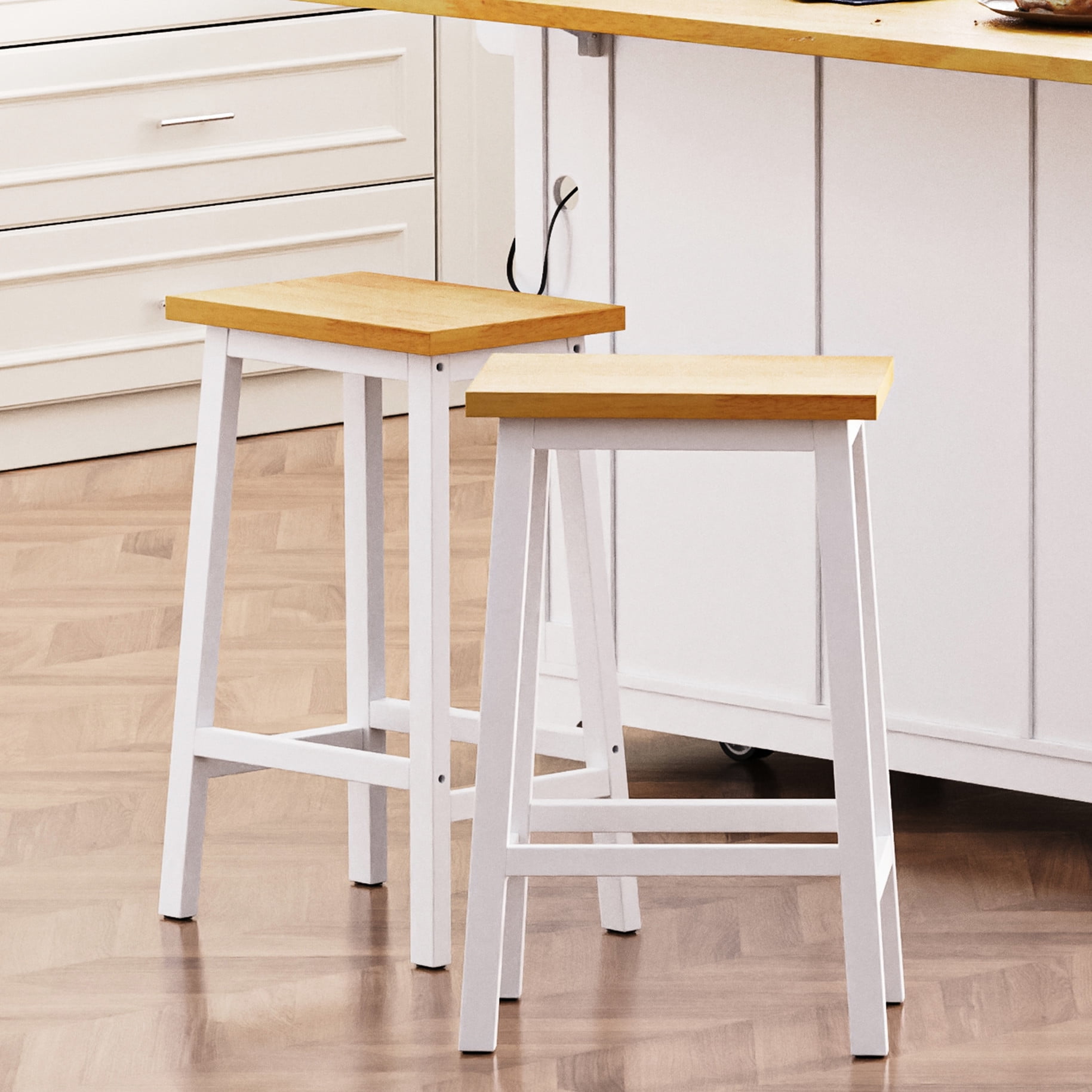 Solid Wood Bar Stools - Easy Assembly in 15 Minutes - Kitchen Island ...